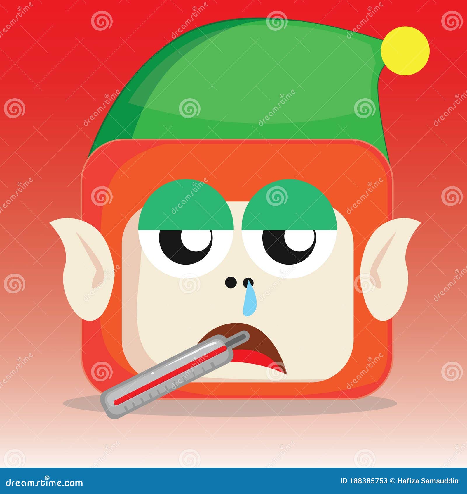 Elf is Sick. Vector Illustration Decorative Design Stock Vector ...