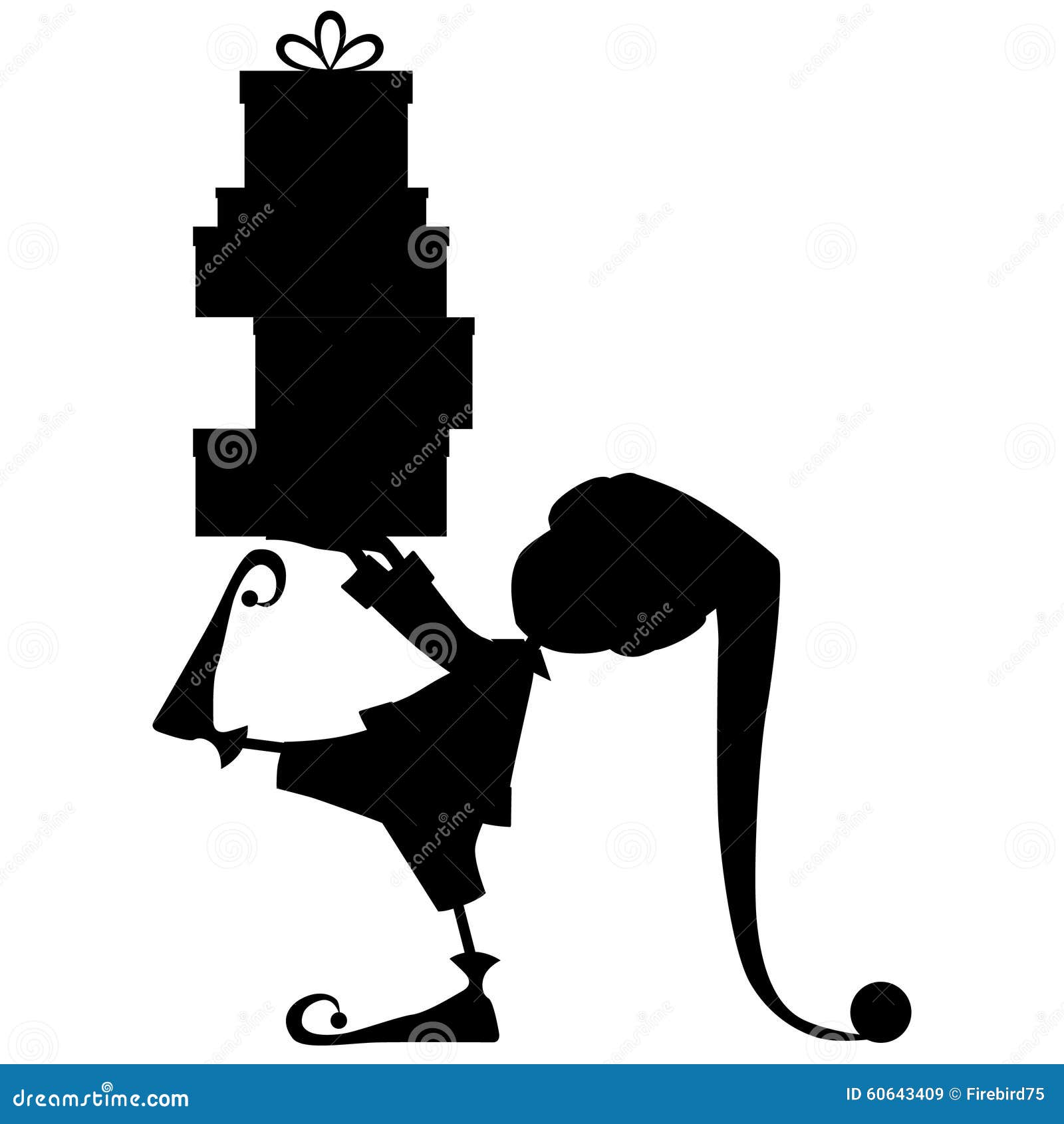 Elf Silhouette and Christmas Gifts Stock Vector - Illustration of ...