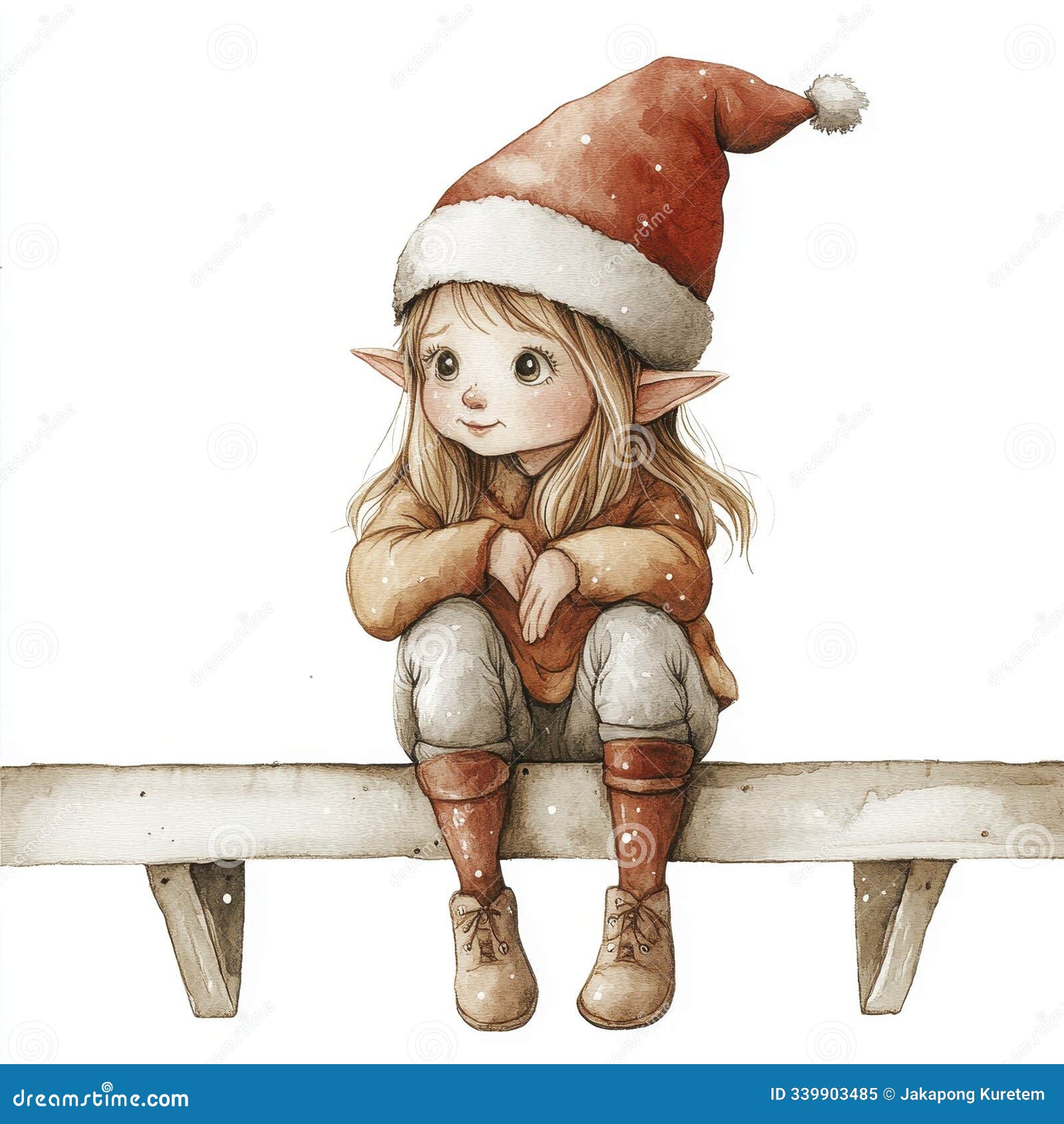 An Elf Sitting in a Cute Pose Stock Image - Image of comic, draw: 339903485