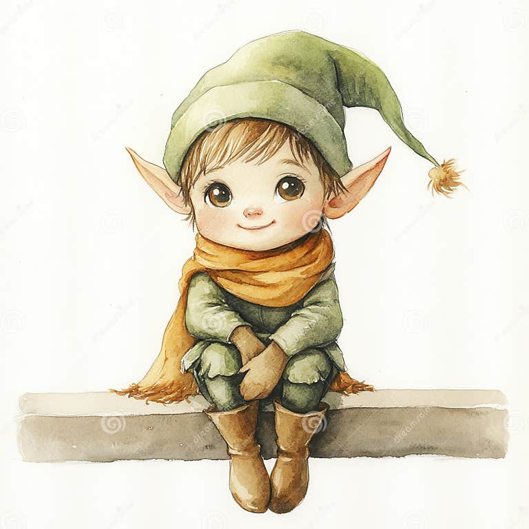 An Elf Sitting in a Cute Pose Stock Photo - Image of cute, artwork ...