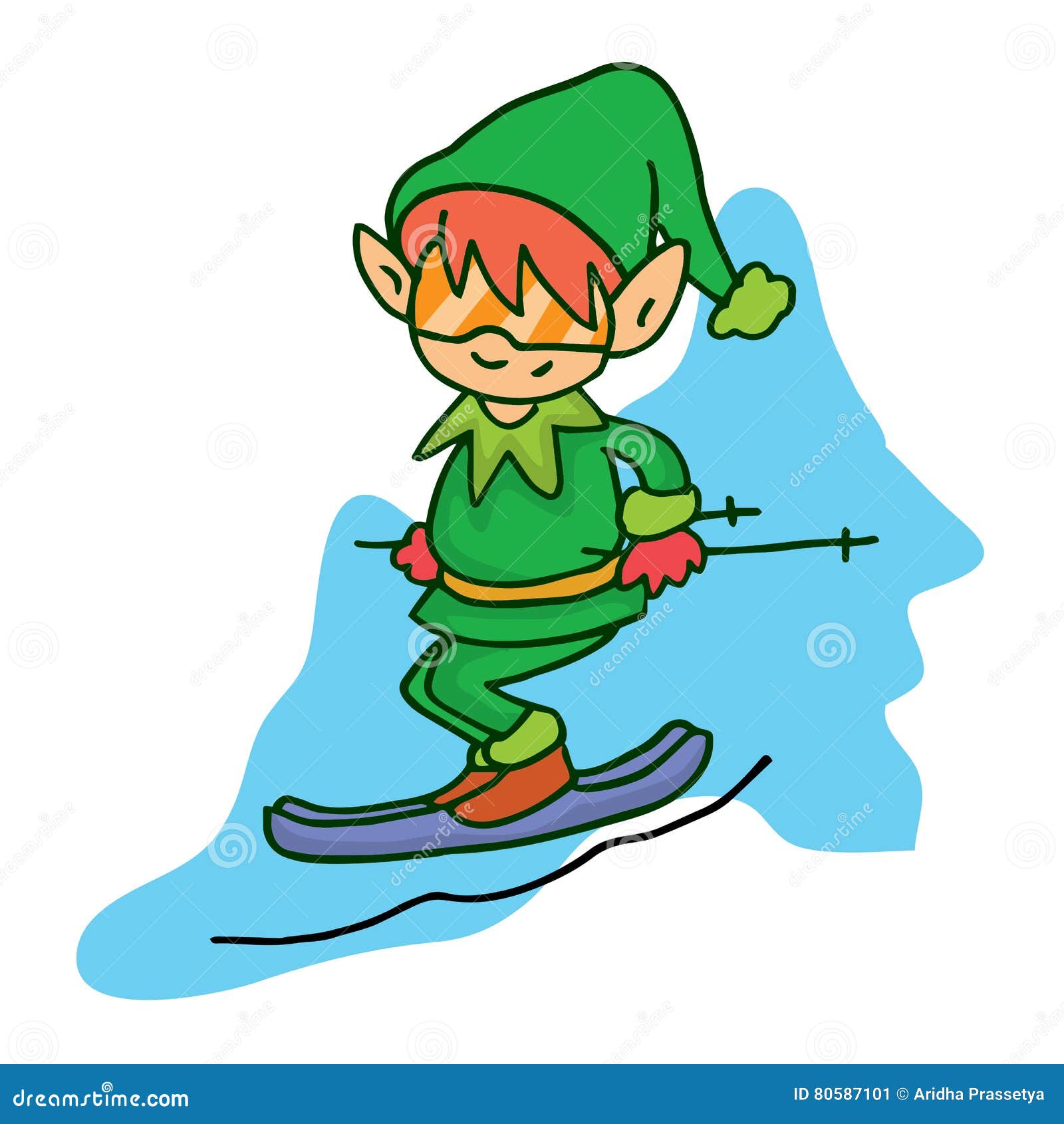 Elf Ski Helpers CHristmas Vector Art Stock Vector - Illustration of ...