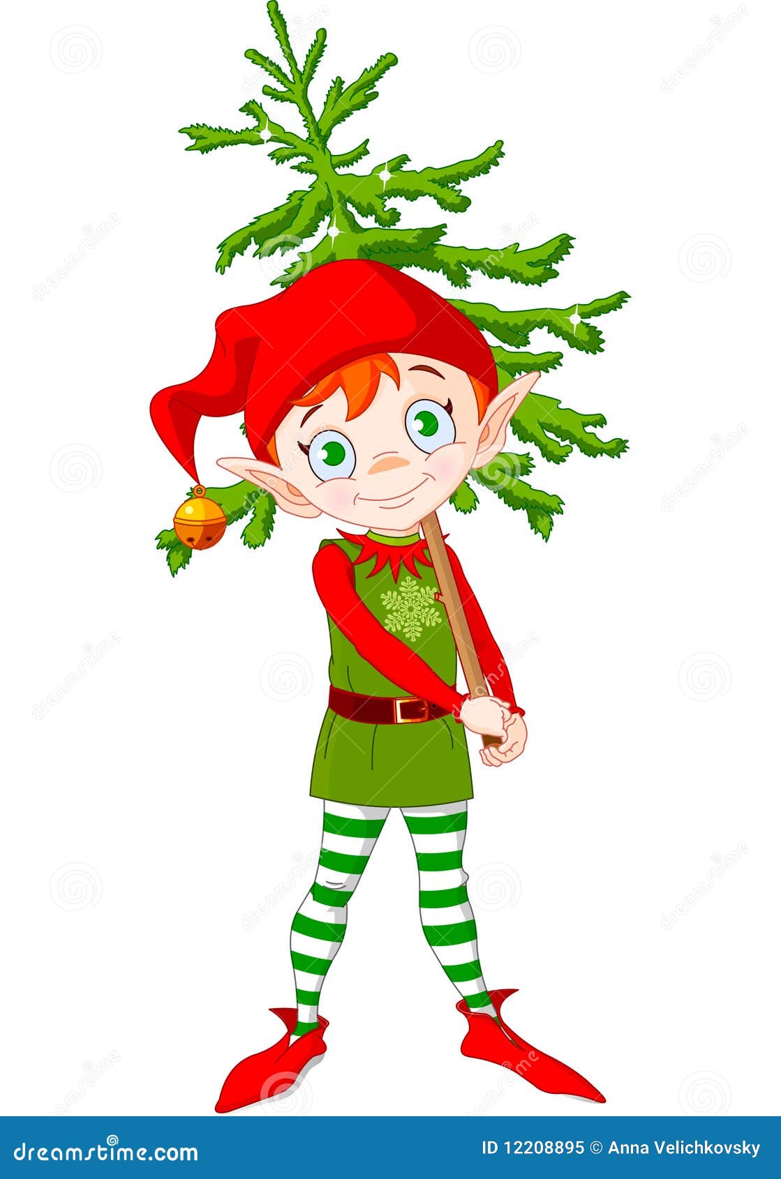 Elf and Tree stock vector. Illustration of decoration - 12208895