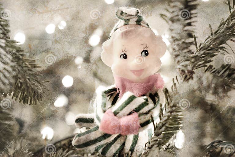 Elf in a tree stock image. Image of pine, decoration, antique - 4442163