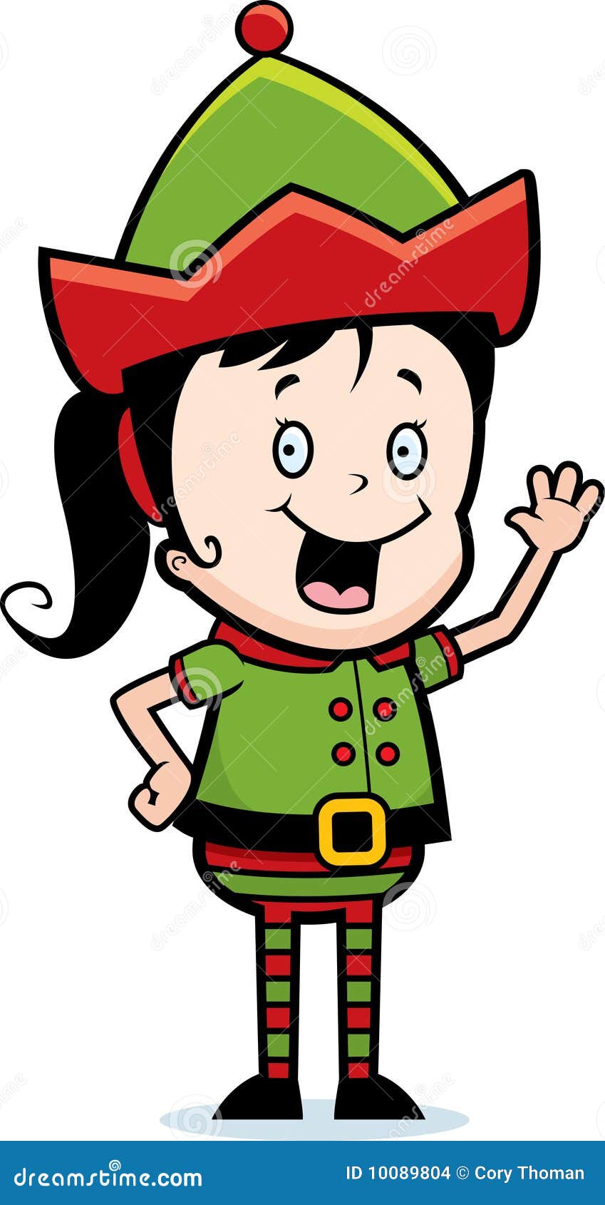 Elf Waving stock vector. Illustration of holiday, cartoon - 10089804