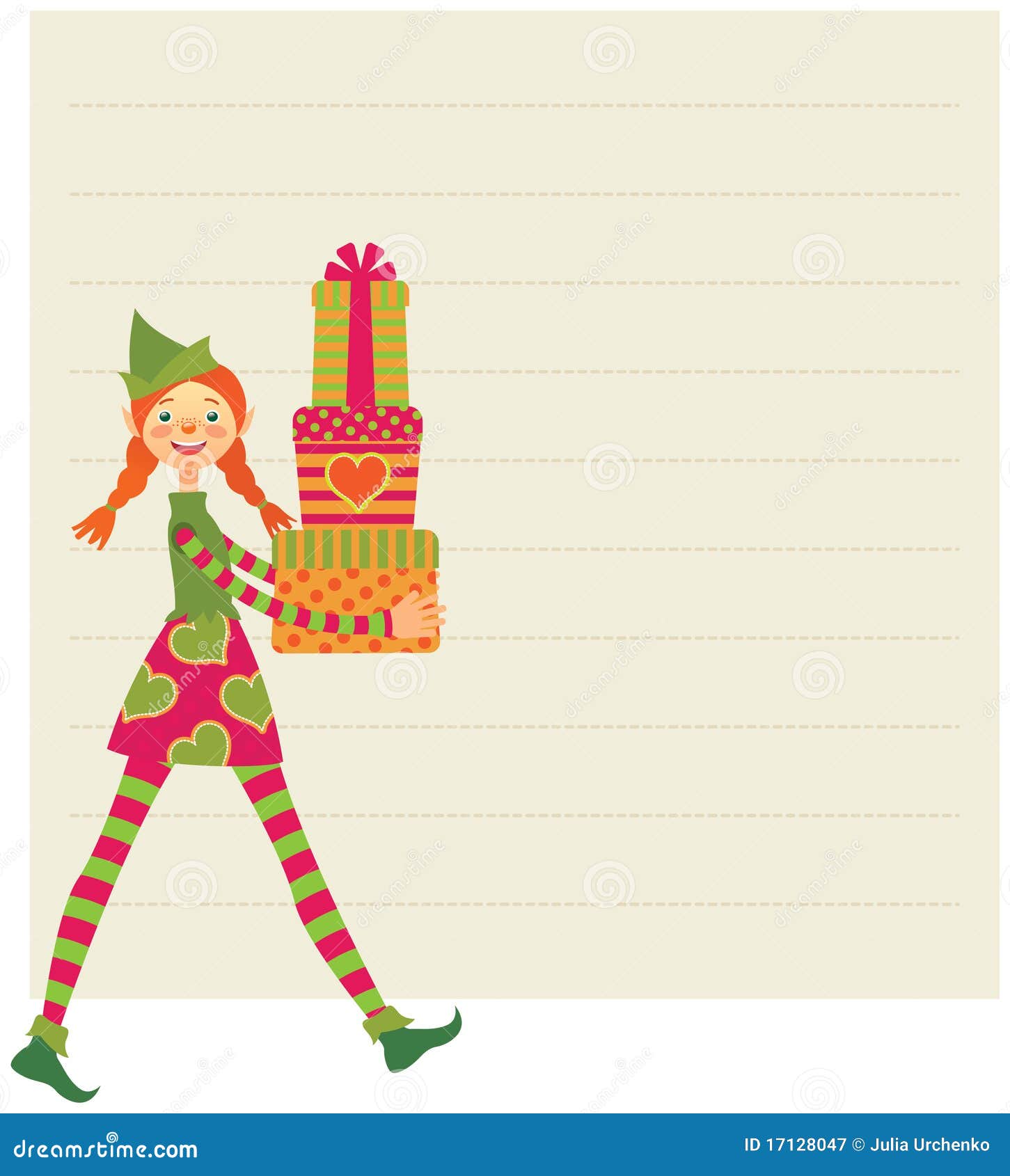 Elf wishes Merry Christmas stock vector. Illustration of holiday - 17128047