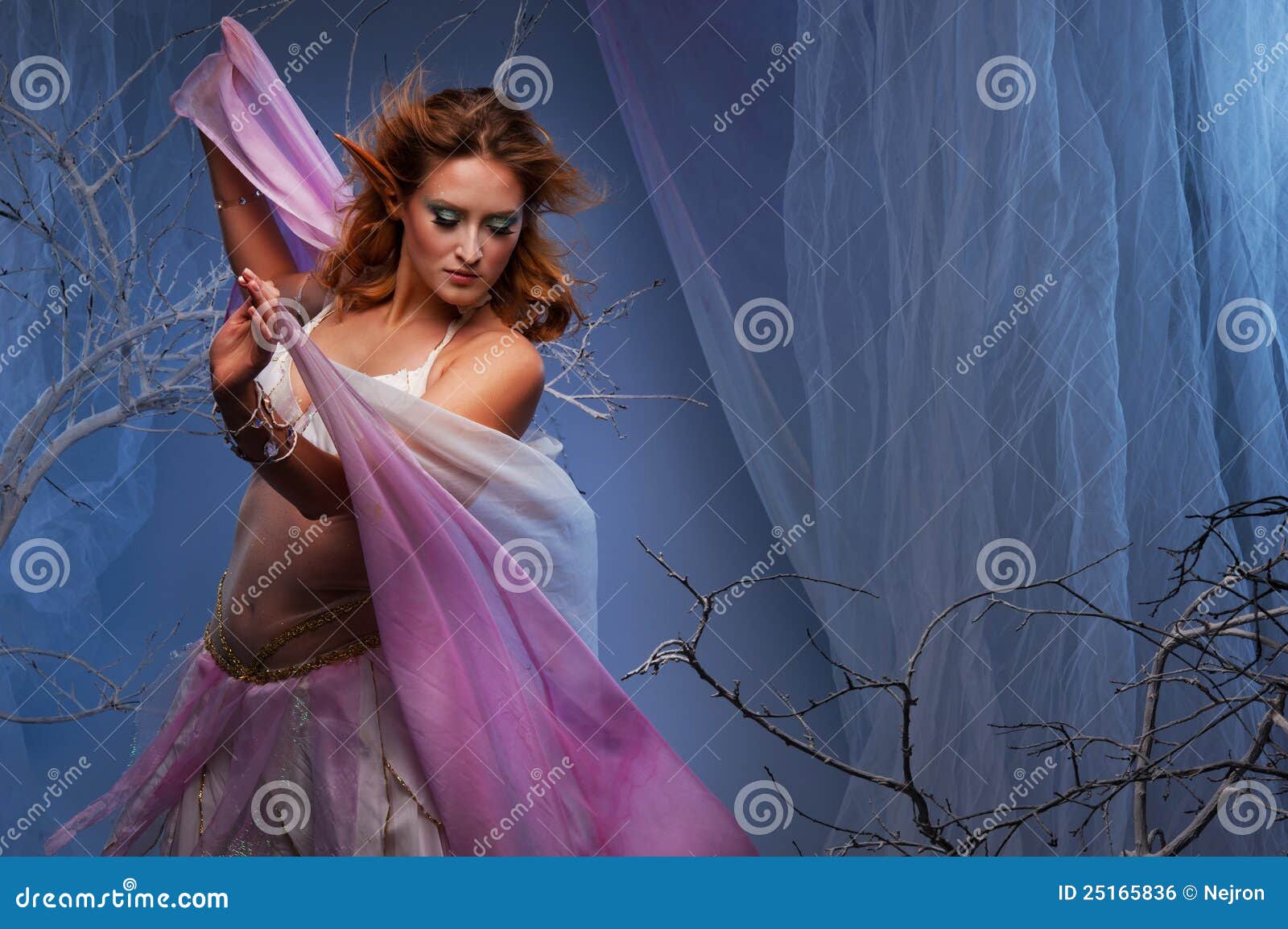Elf Woman Dancing in Magical Forest Stock Photo - Image of body, faerie ...