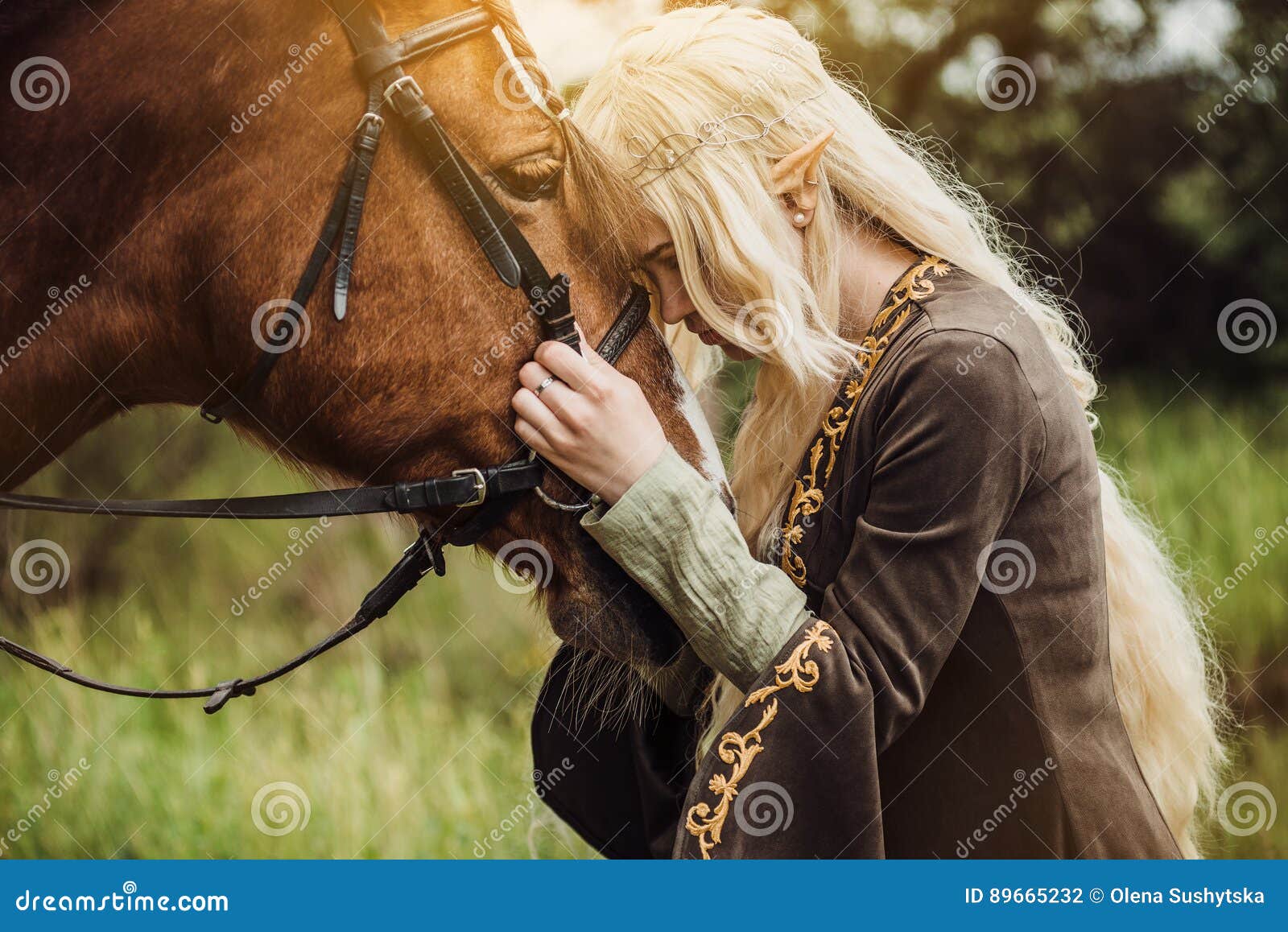 Elf Woman in the Forest with Stock Photo - Image of people, female ...