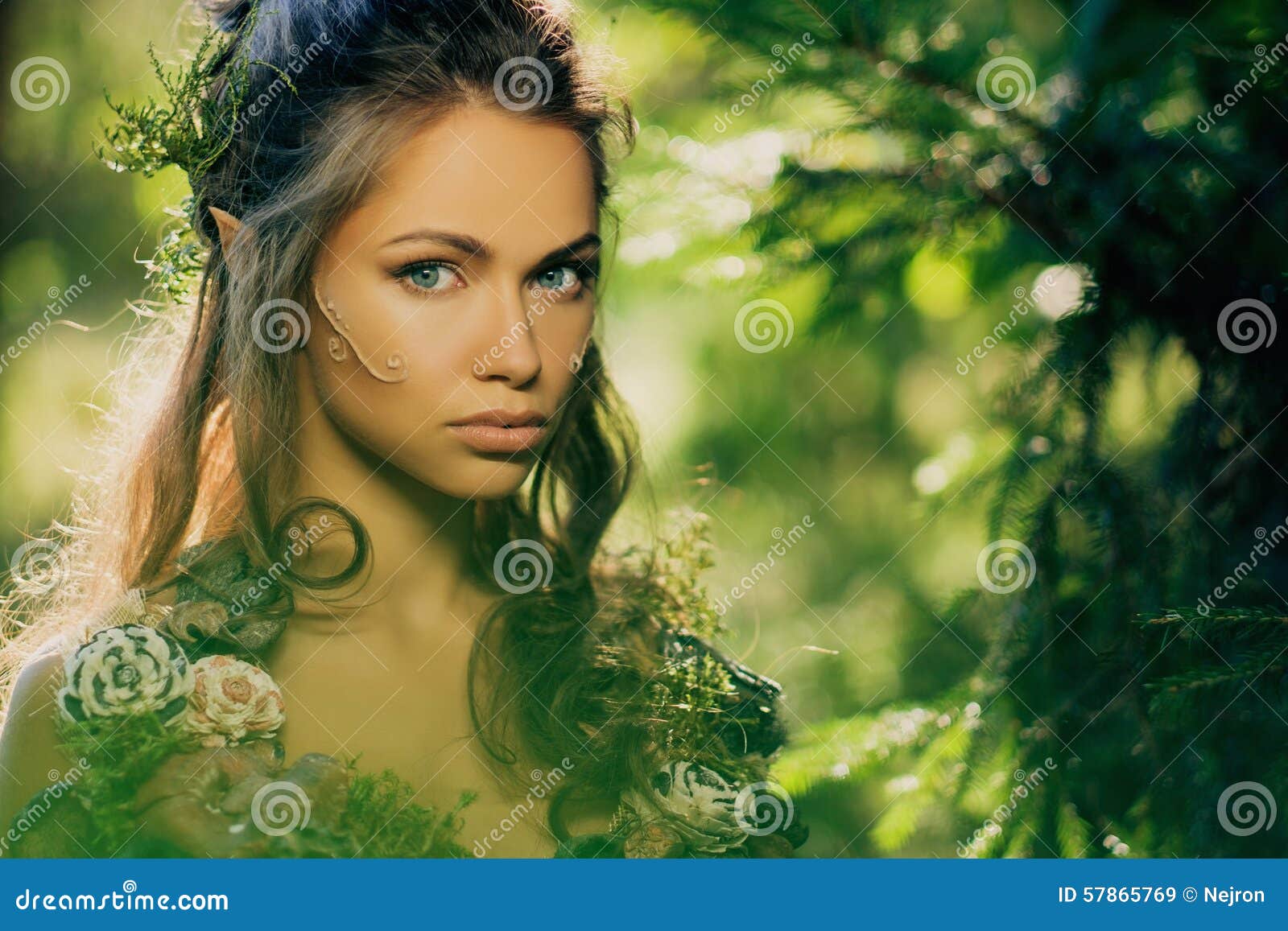 Elf woman in a forest stock image. Image of makeup, beast - 57865769