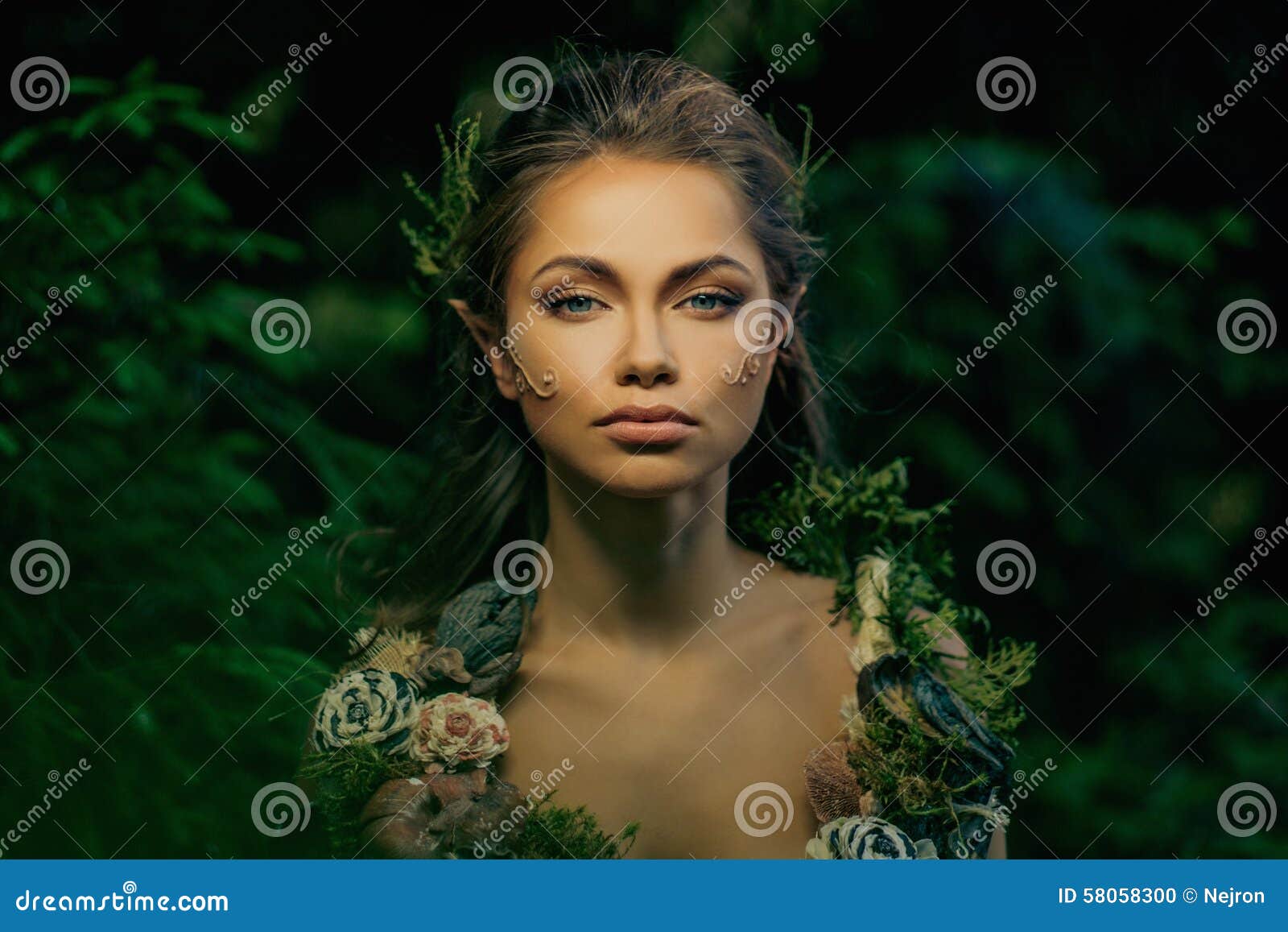 Elf woman in a forest stock photo. Image of film, goddess - 58058300