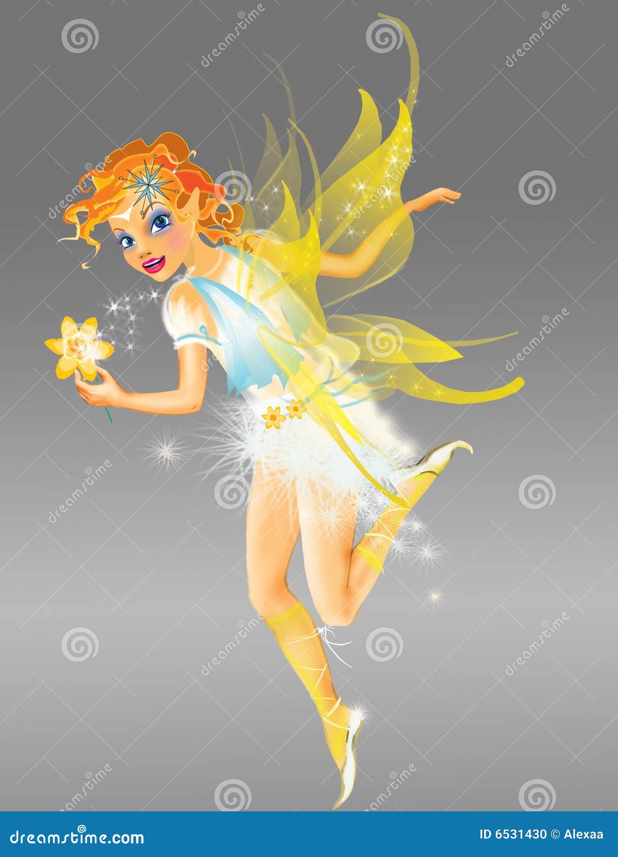 Elf with yellow wings stock illustration. Illustration of flying - 6531430