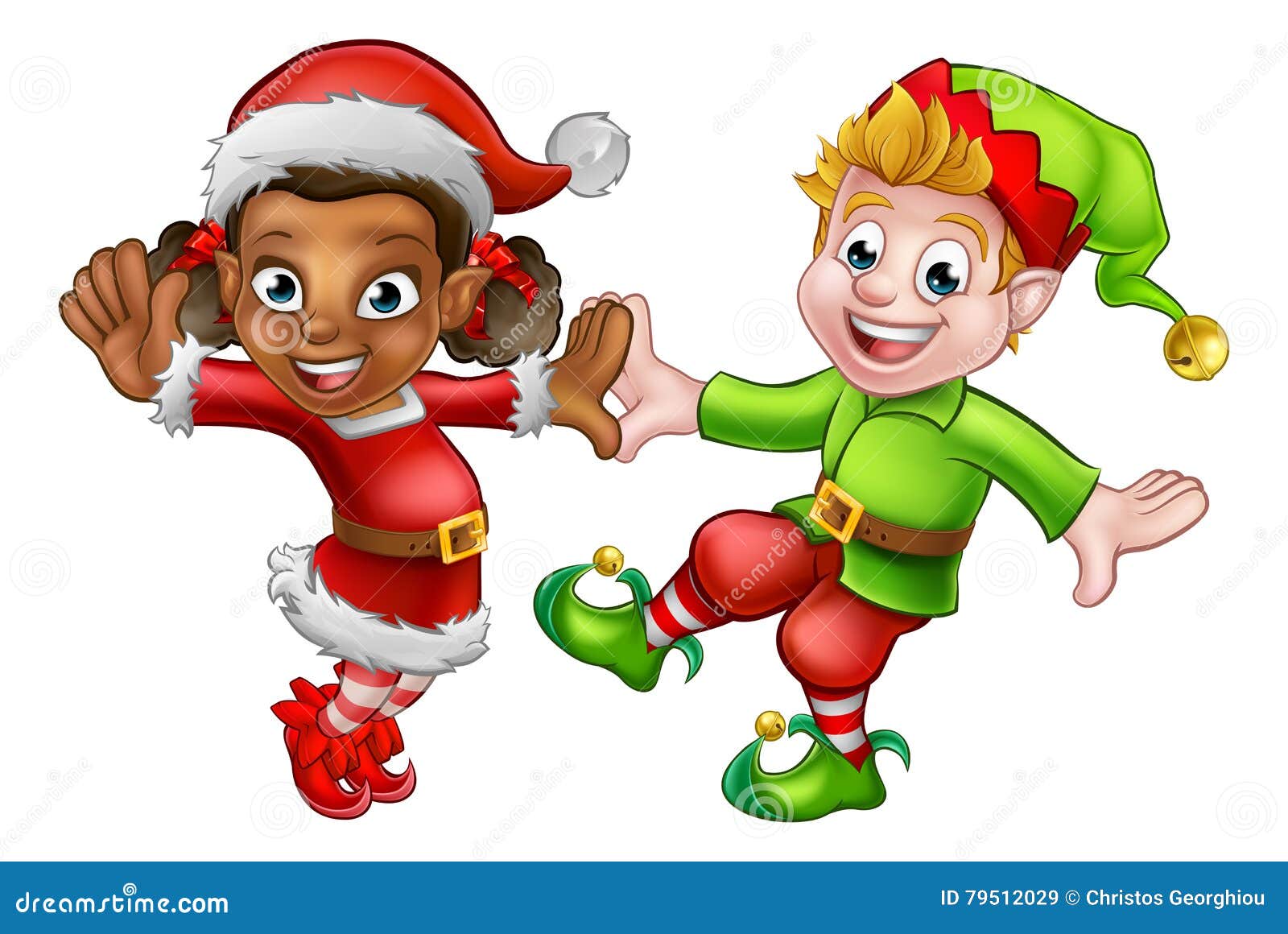Elfi di Natale di dancing illustrazione vettoriale. Illustrazione di ...
