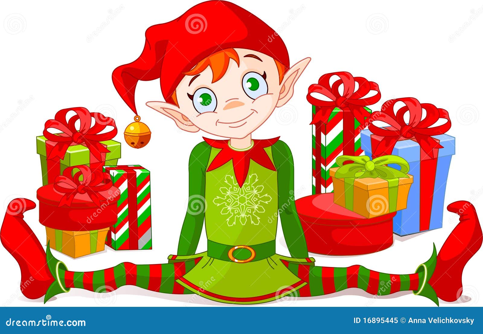 Elfo Di Natale Con I Regali Illustrazione Vettoriale - Illustrazione di ...