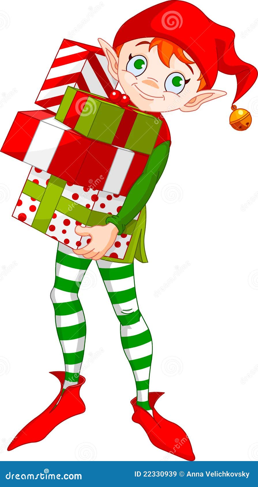 Elfo Di Natale Con I Regali Illustrazione Vettoriale - Illustrazione di ...