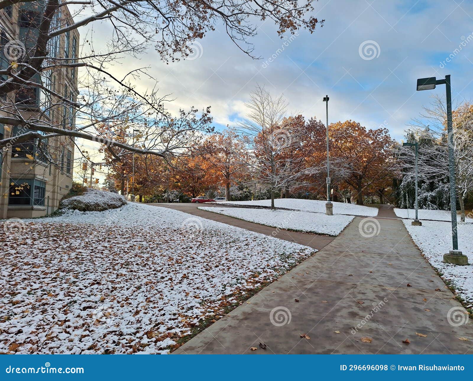 Elgin Hall s First Snow stock photo. Image of freezing - 296696098
