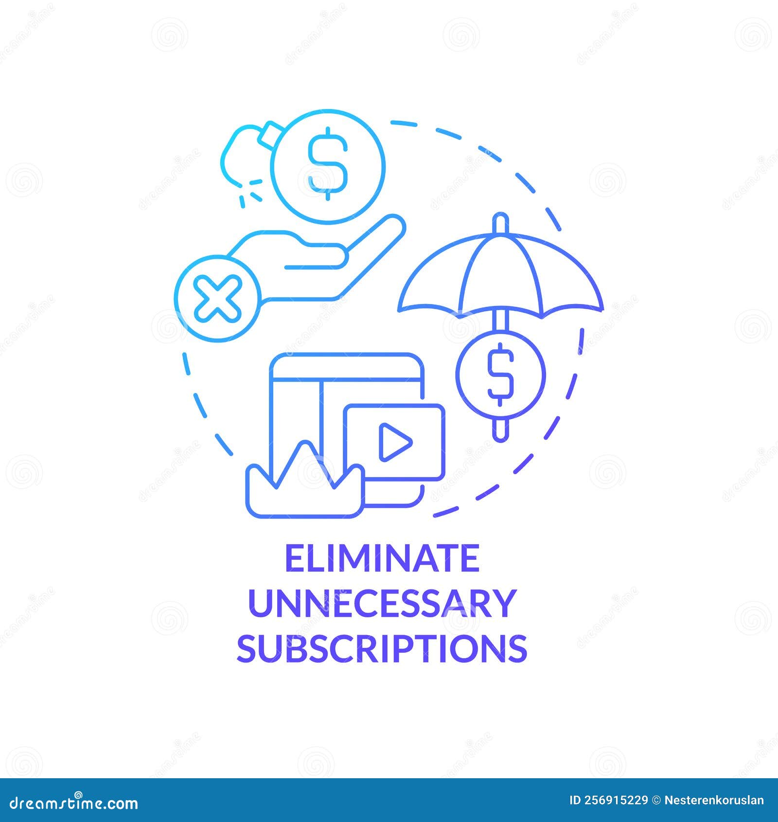 Eliminate Unnecessary Subscriptions Blue Gradient Concept Icon Stock ...