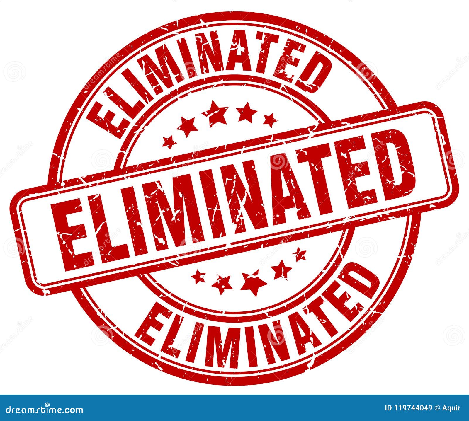 Eliminated red stamp stock vector. Illustration of circle - 119744049