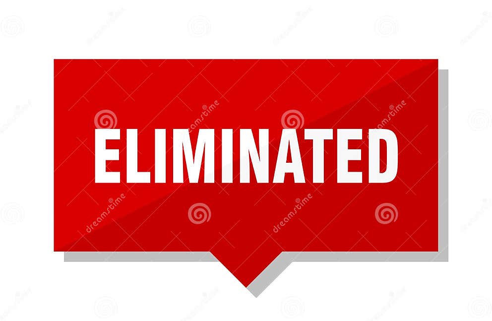 Eliminated red tag stock vector. Illustration of design - 118059127