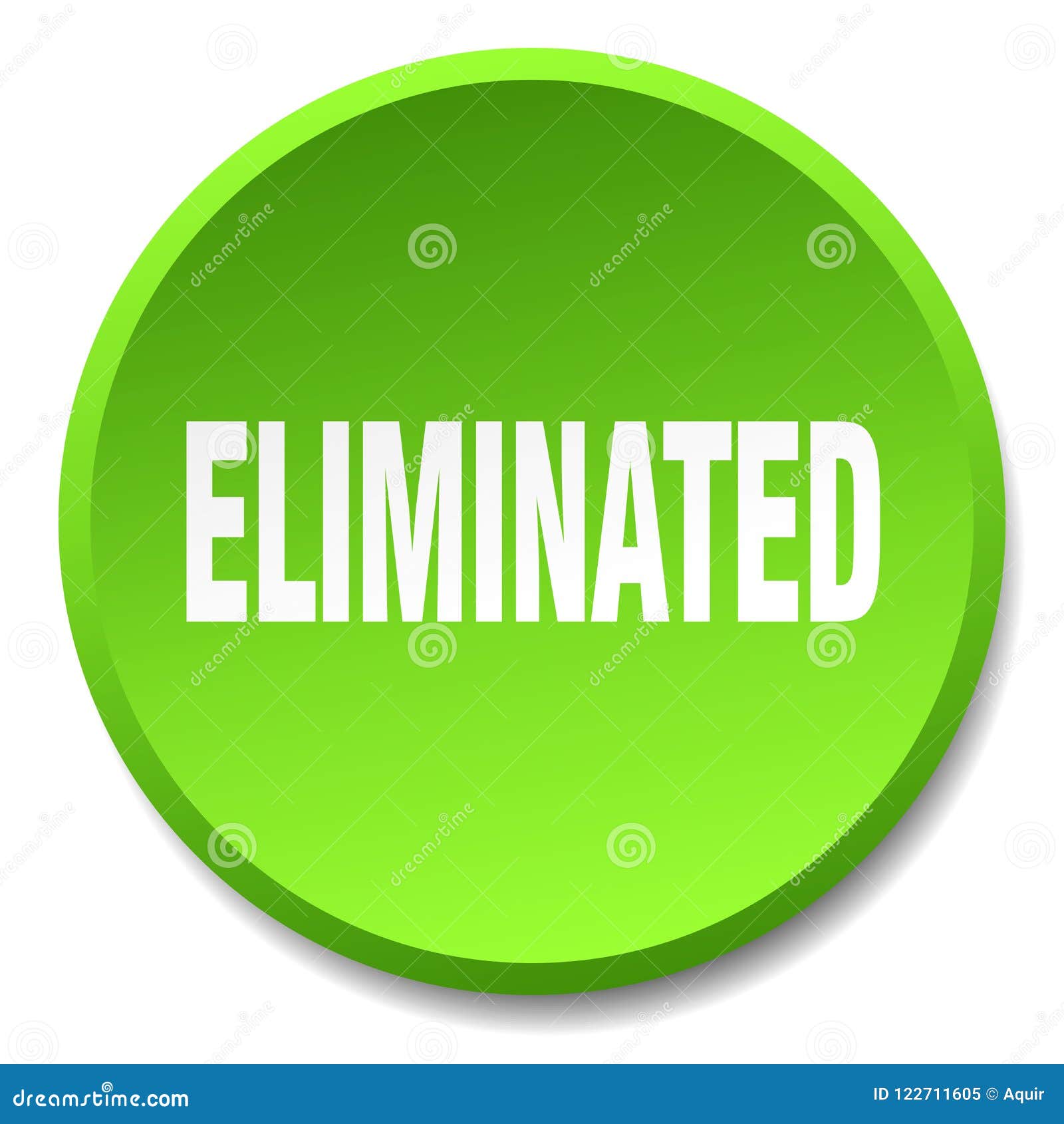 Eliminated. Eliminated Round Green And Gold Label Isolated On ...