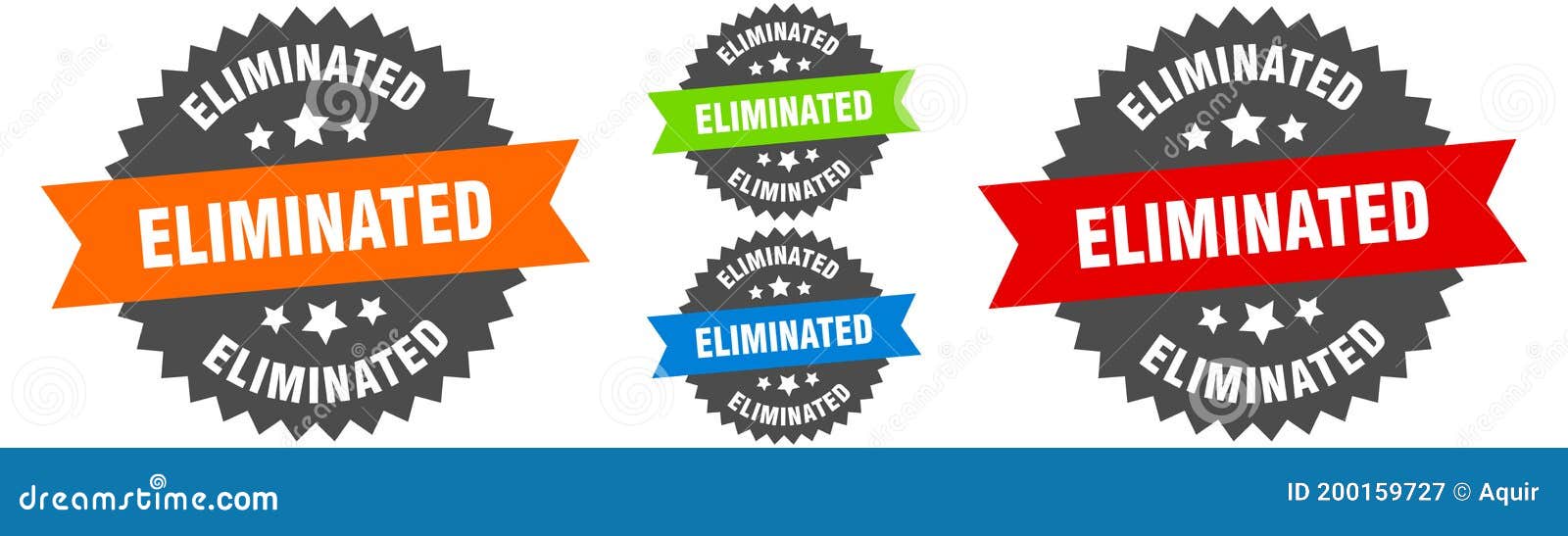 Eliminated Sign. Round Ribbon Label Set. Seal Stock Vector ...