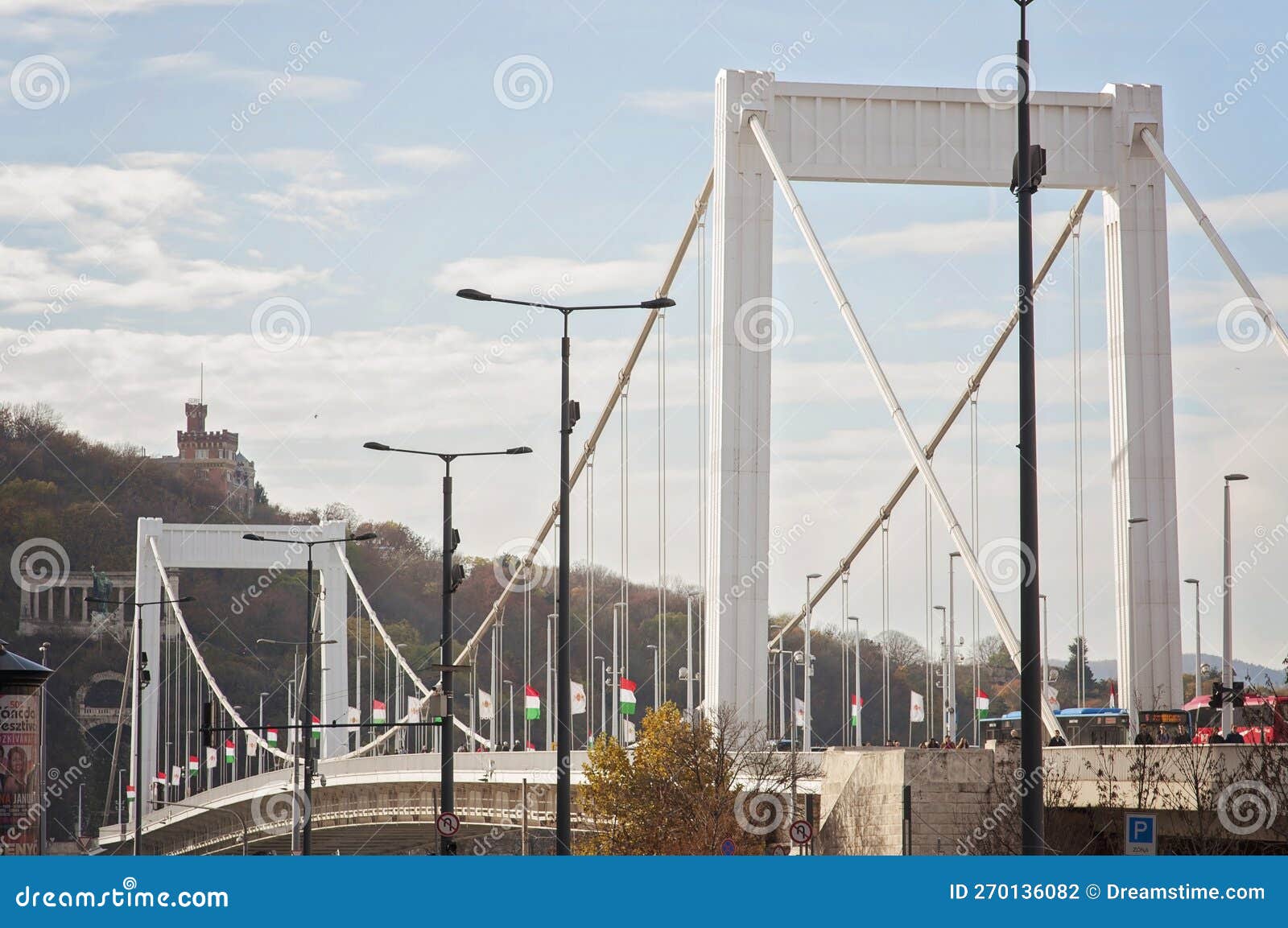 Elisabeth Bridge Crossing the River Danube in Budapest, Hungary, Europe ...