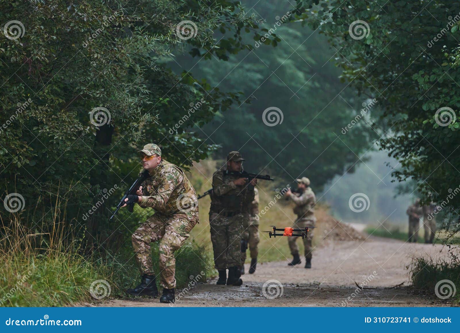 Elite Military Unit Parading and Securing the Forest, Utilizing Drones ...