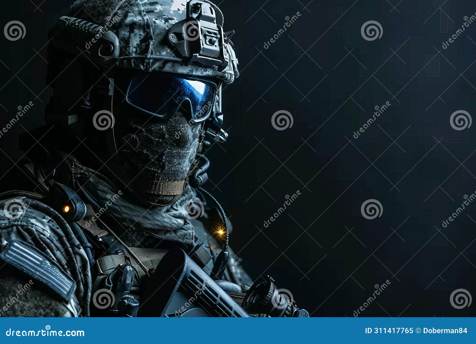 Elite Special Forces Operator in Full Tactical Gear with Night Vision ...