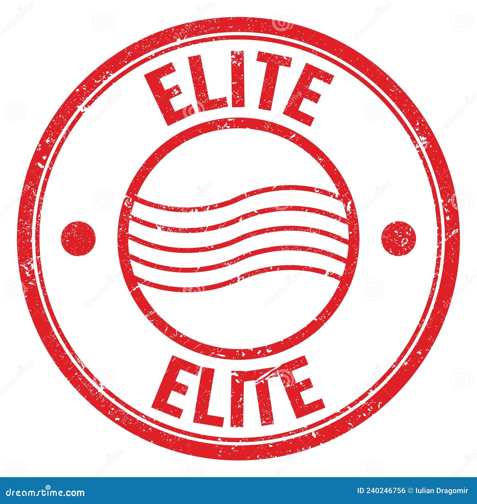 ELITE Text Written on Red Round Postal Stamp Sign Stock Illustration ...