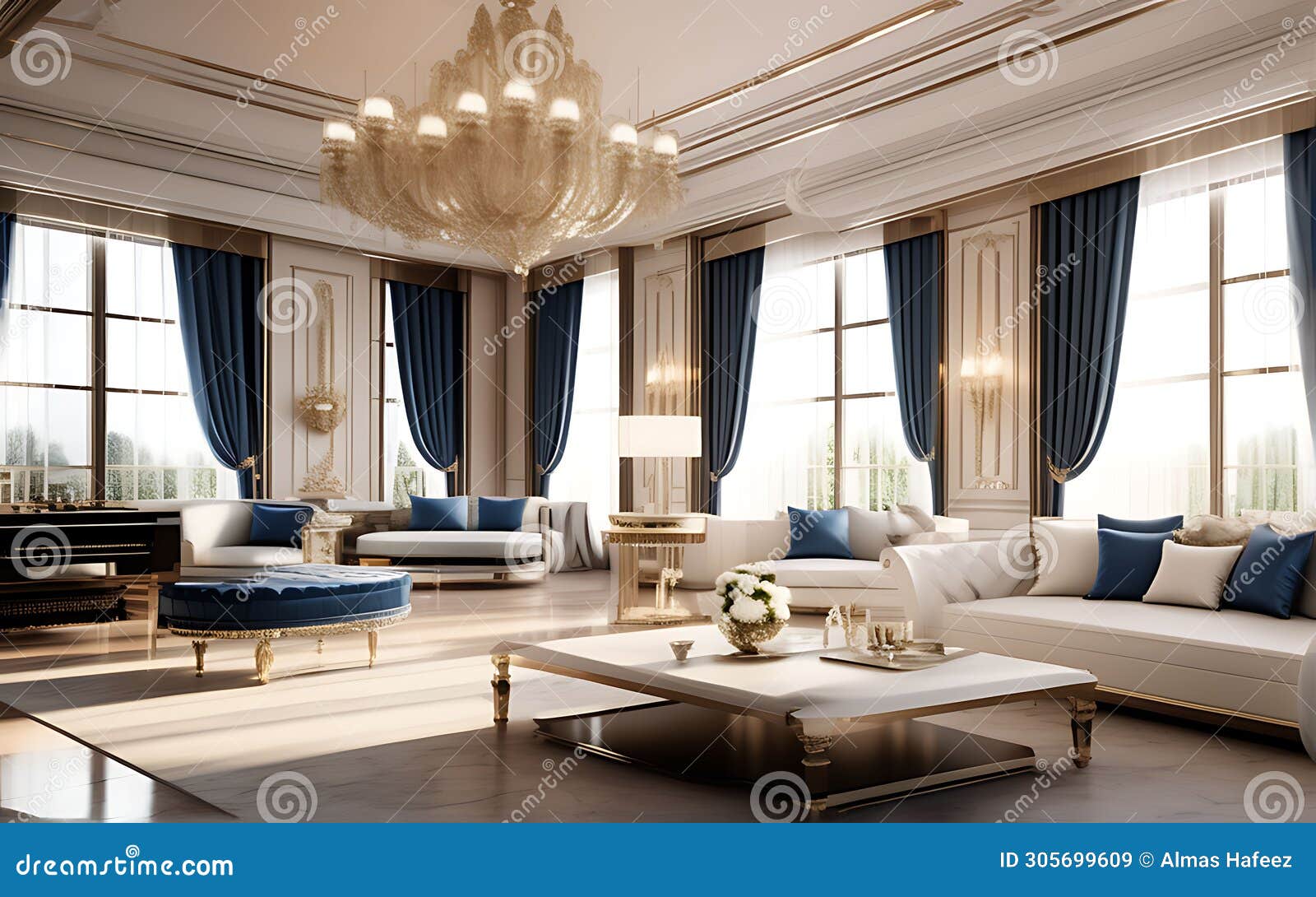 Elite Tranquility: Opulent High-End Room Interior in a Luxurious ...