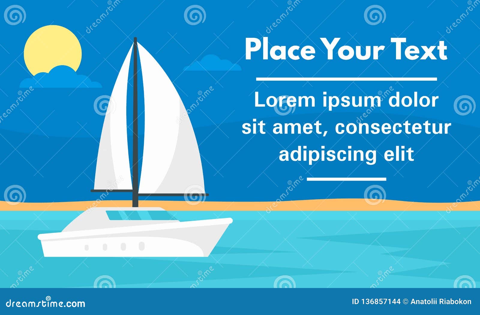 Elite White Yacht Concept Banner, Flat Style Stock Vector ...