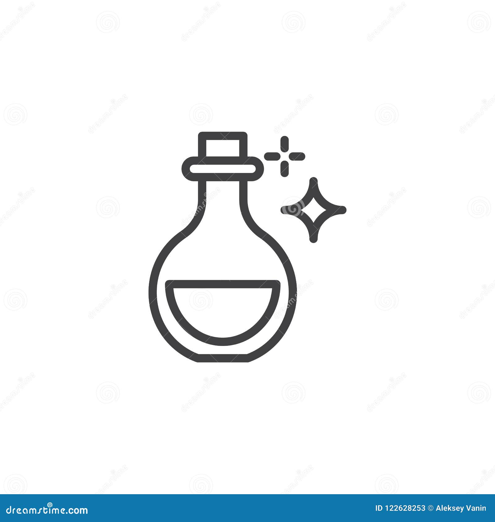 Elixir Bottle outline icon stock vector. Illustration of stroke - 122628253