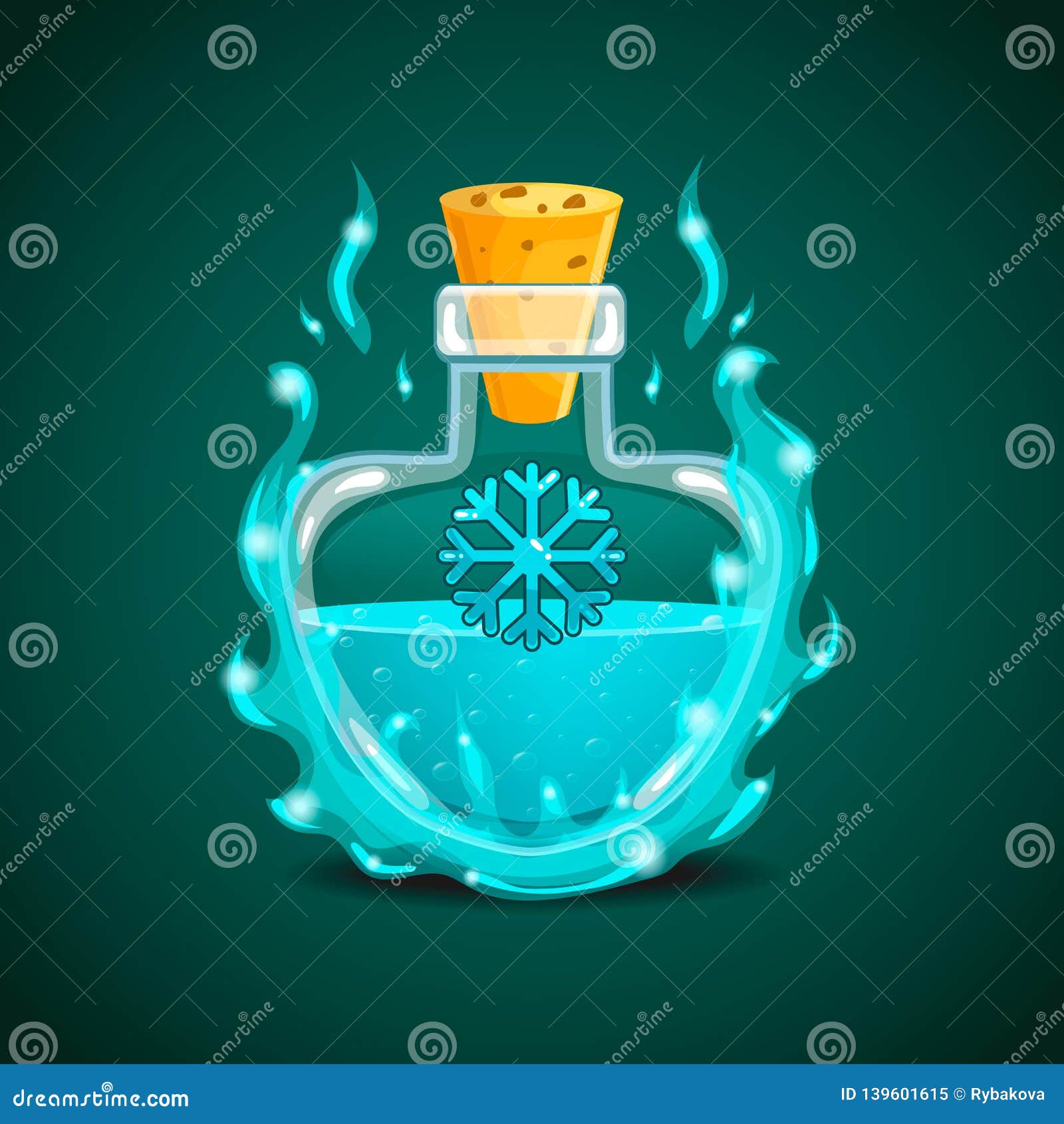 Elixir Bottle with Snowflake in Magic Smoke Stock Vector - Illustration ...