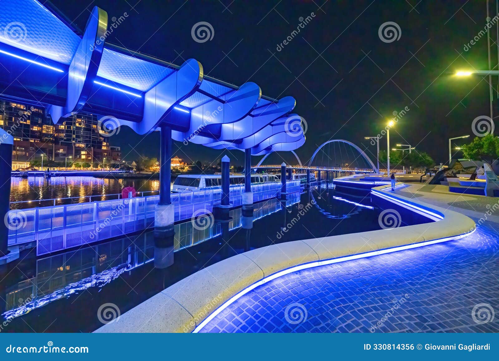 Elizabeth Quay at Night in Perth Stock Photo - Image of travel, nature ...