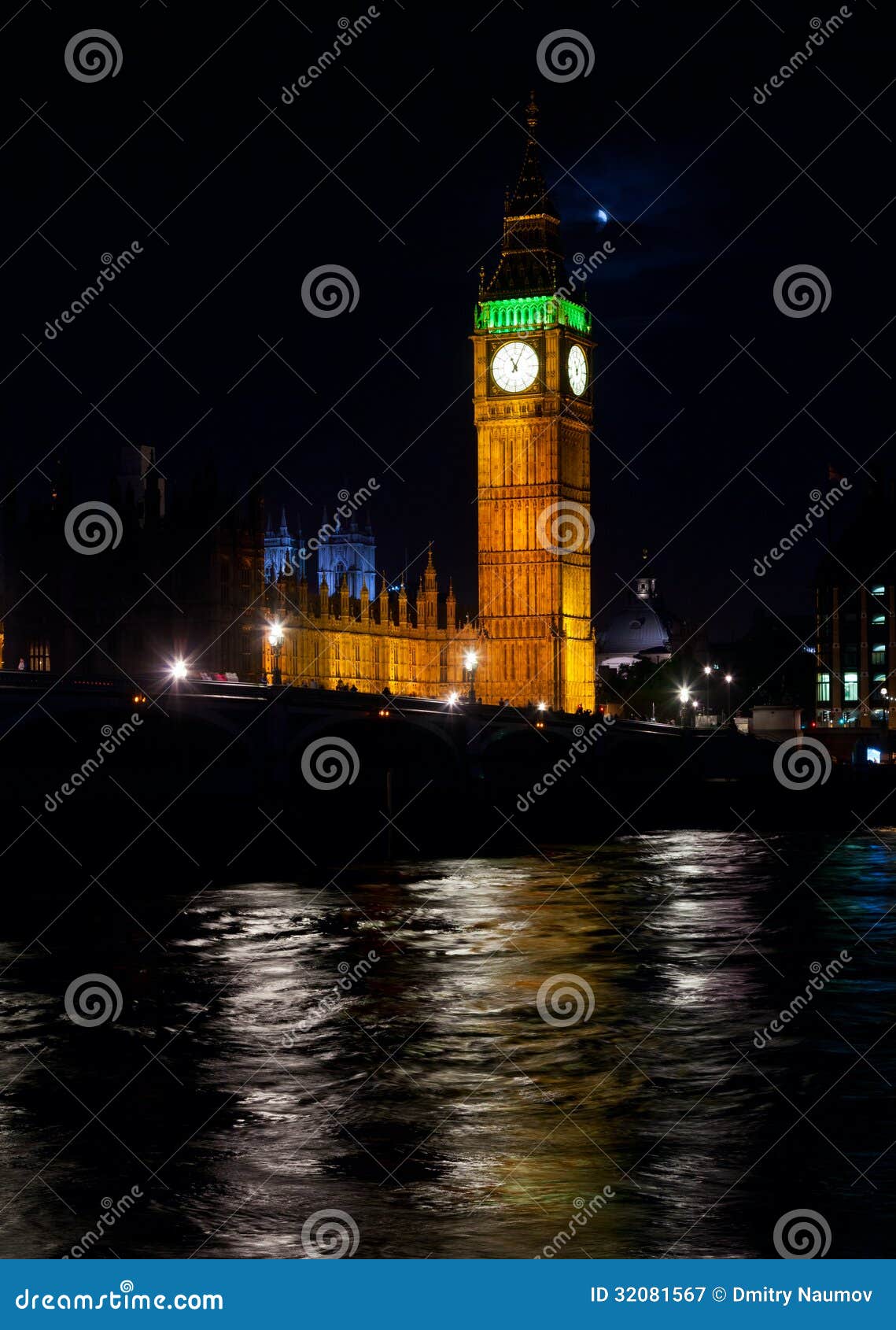 Elizabeth Tower at night stock image. Image of building - 32081567