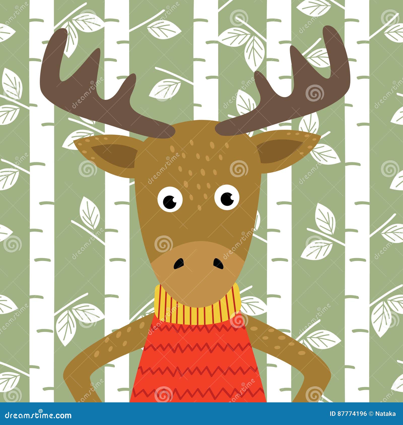 Funny Birch Tree Stump Character With Funny Face Vector Illustration On ...