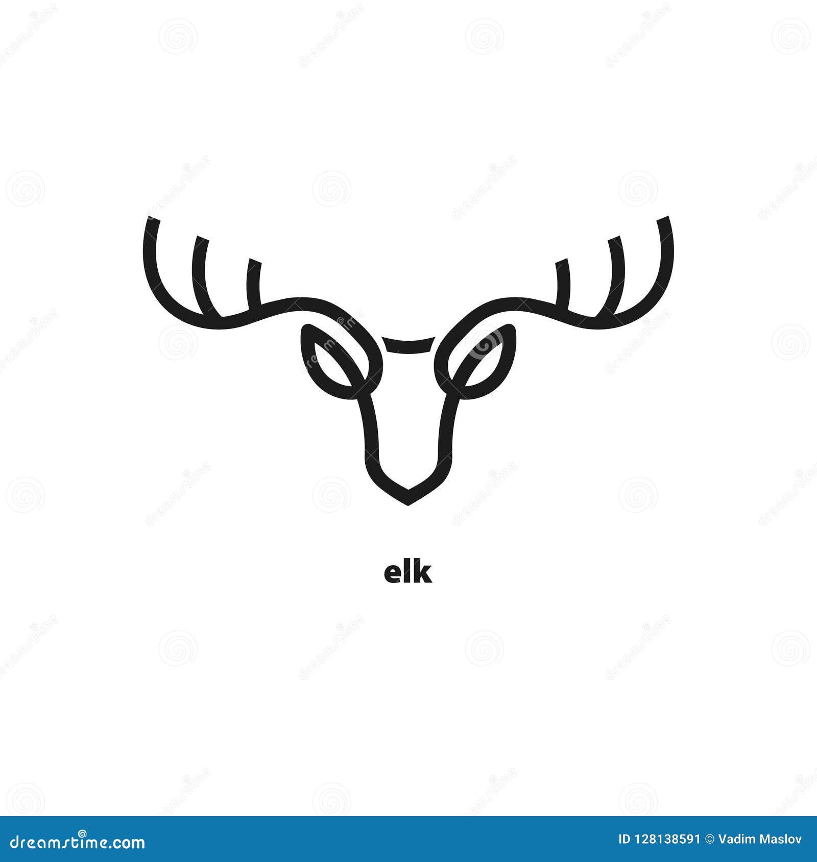 Elk head line icon. stock vector. Illustration of deer - 128138591
