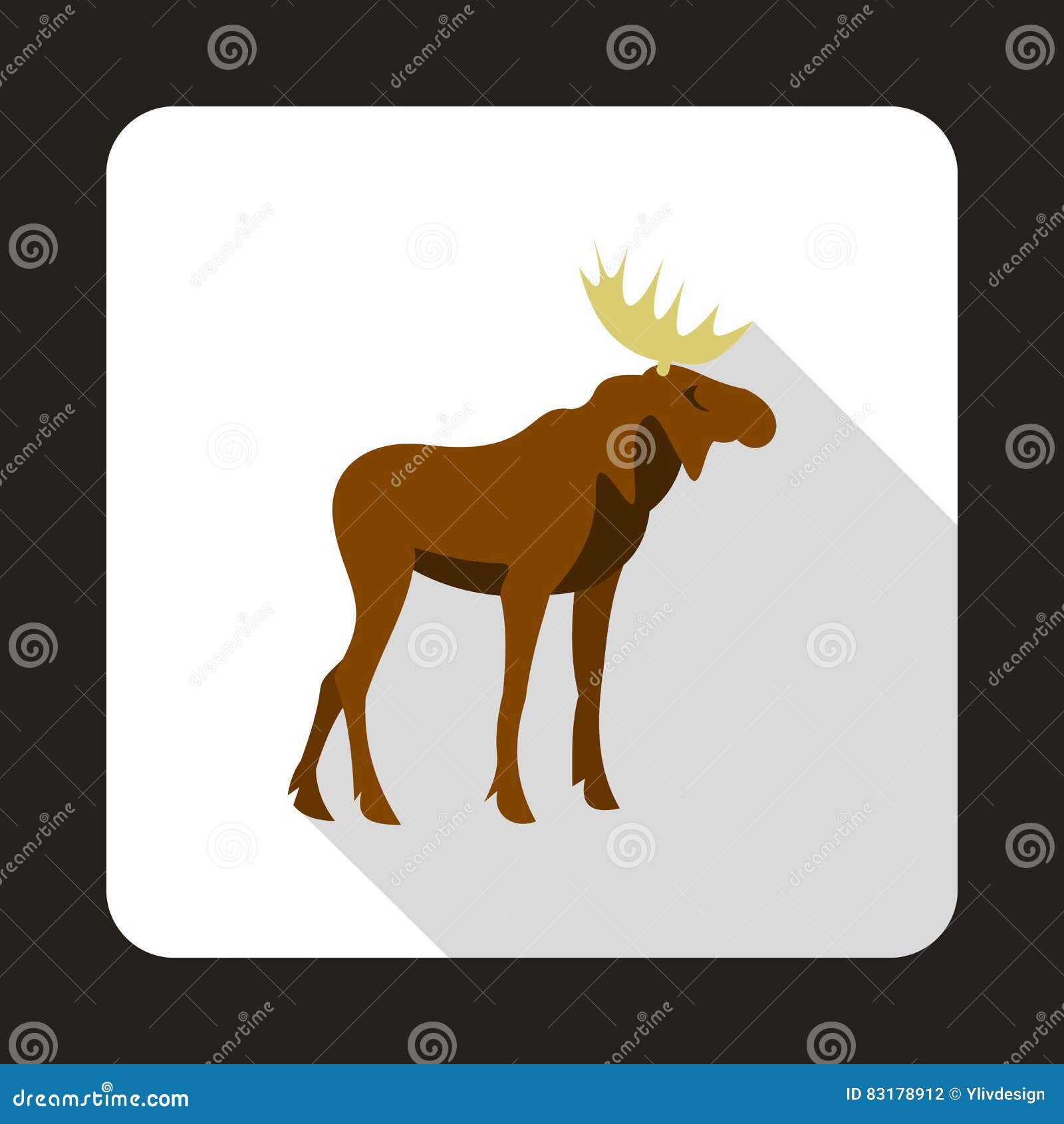 Elk icon, flat style stock vector. Illustration of graphic - 83178912
