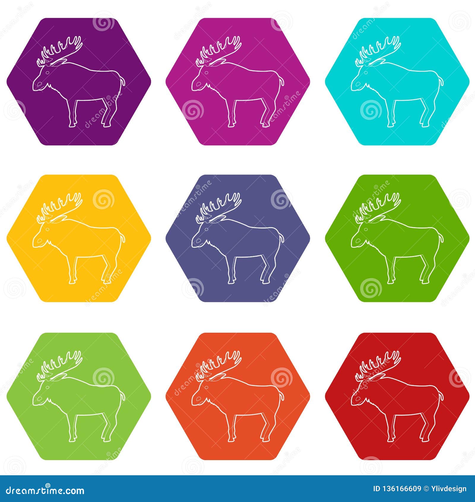 Elk icons set 9 vector stock vector. Illustration of horned - 136166609