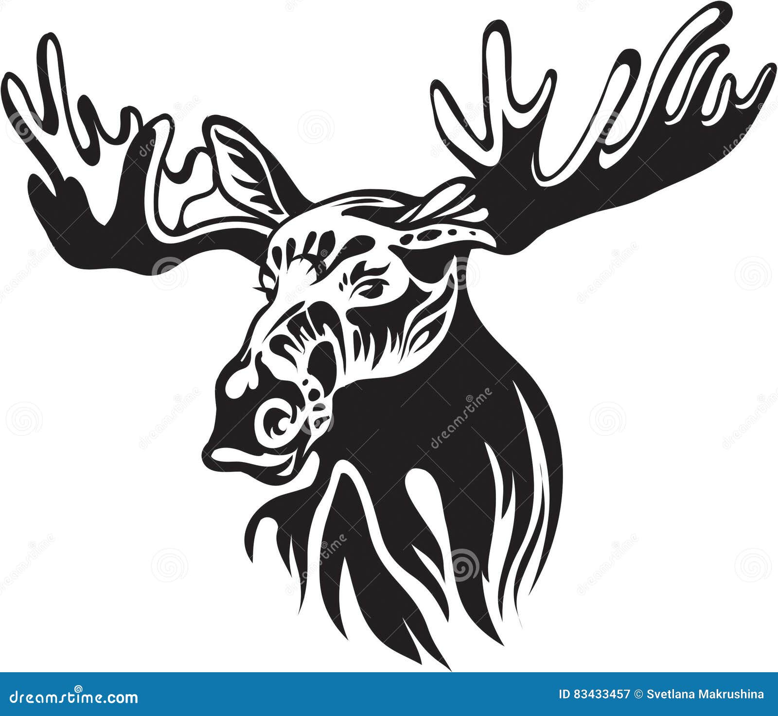 ELk stock vector. Illustration of forest, outline, horned - 83433457
