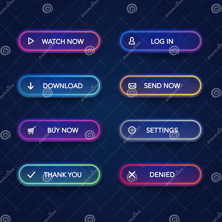 Set of Colorful Modern Material Style Buttons on White Background ...