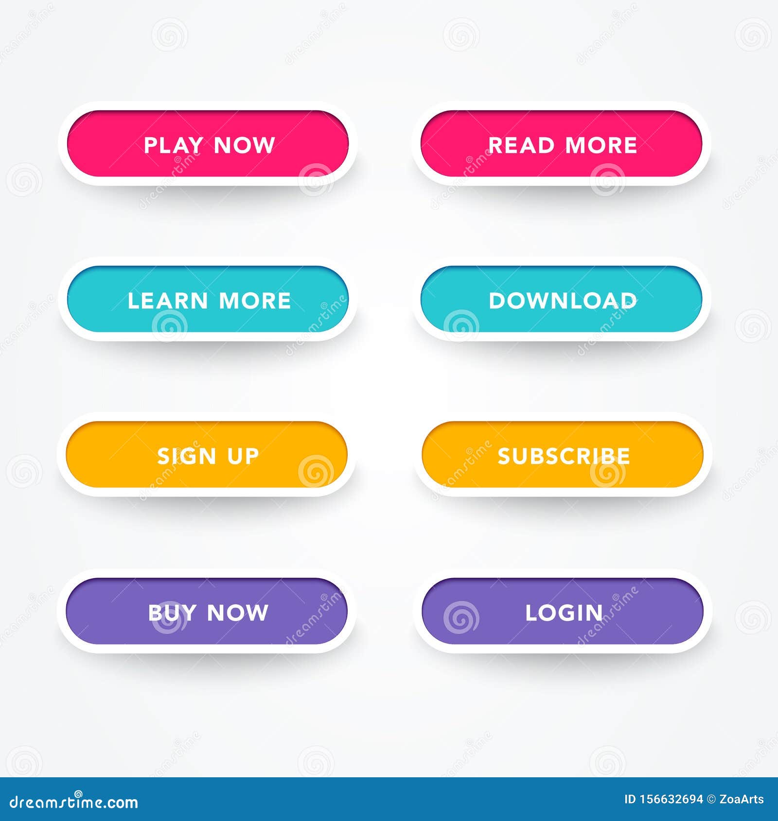 Set of Modern Buttons with Different Colors. Vectot Web Element Stock ...