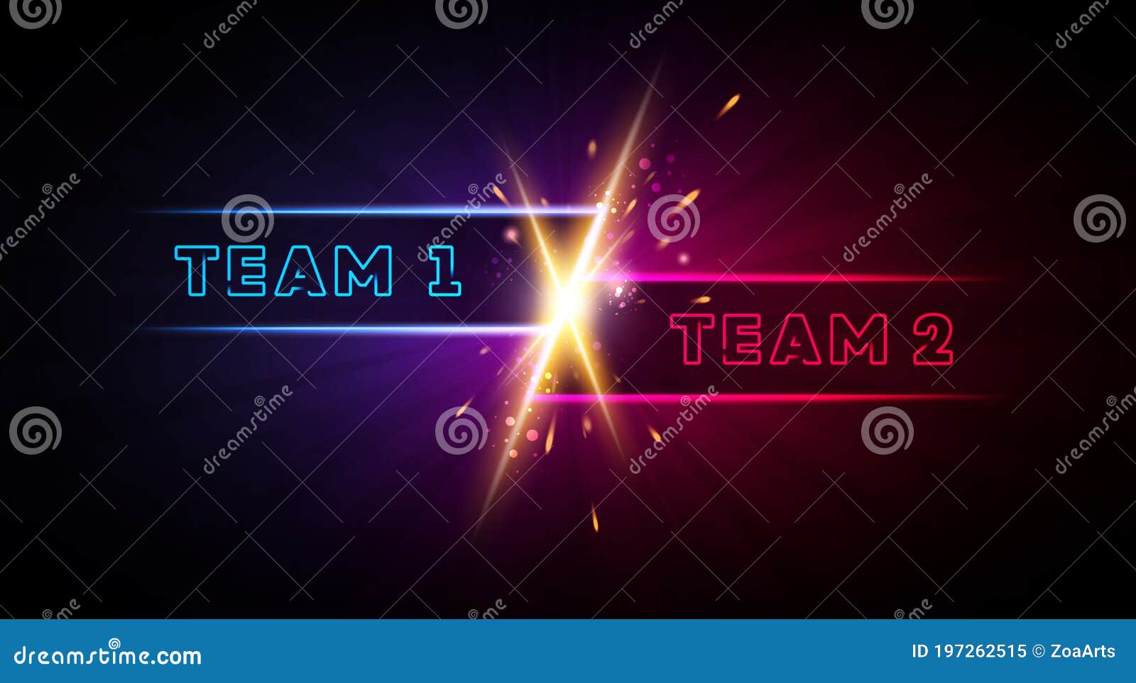 Vector Illustration Team 1 Versus Team 2 Battle Background. VS Match ...
