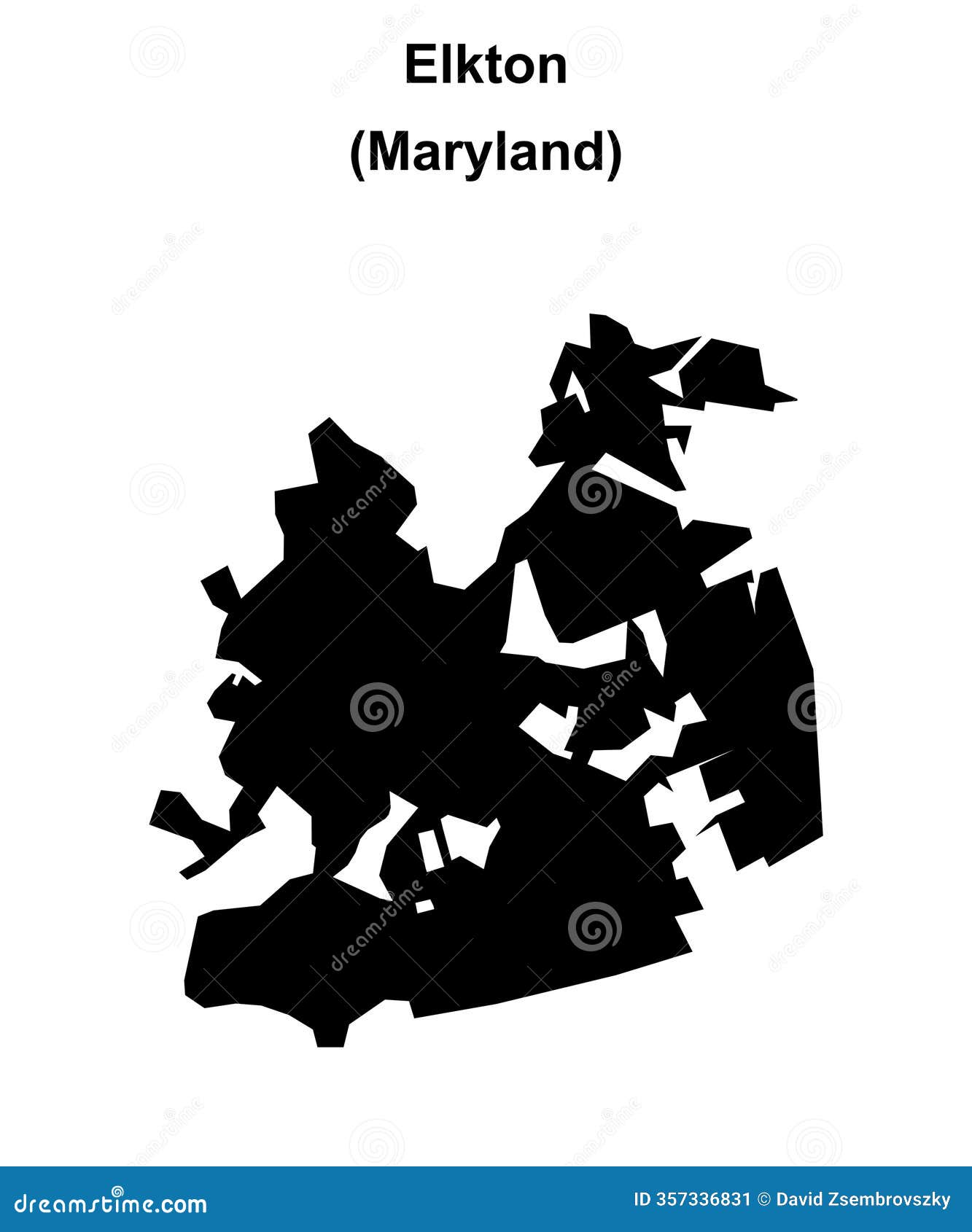 Elkton outline map stock illustration. Illustration of shape - 357336831