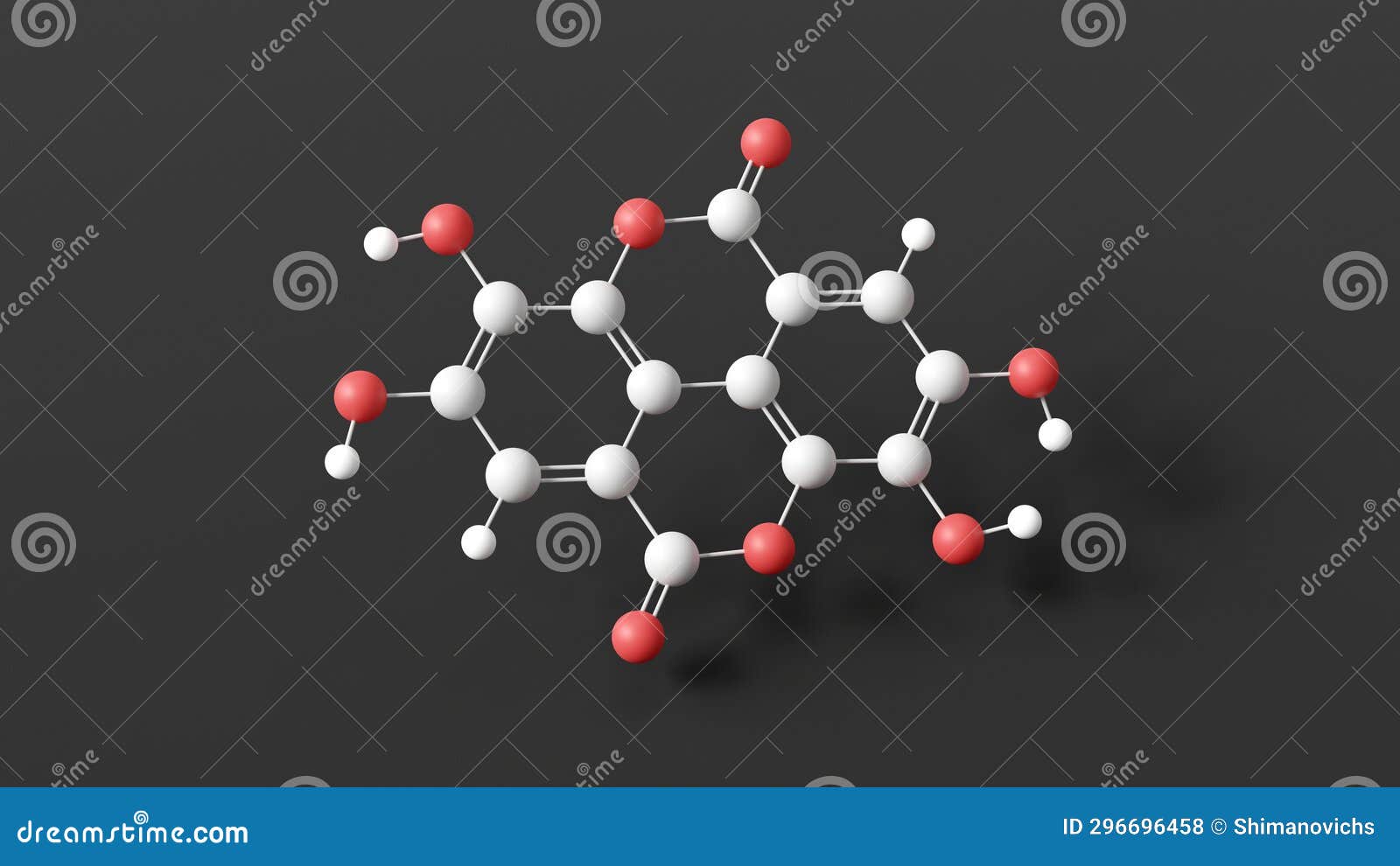Ellagic Acid Molecular Structure, Polyphenol, Ball and Stick 3d Model ...
