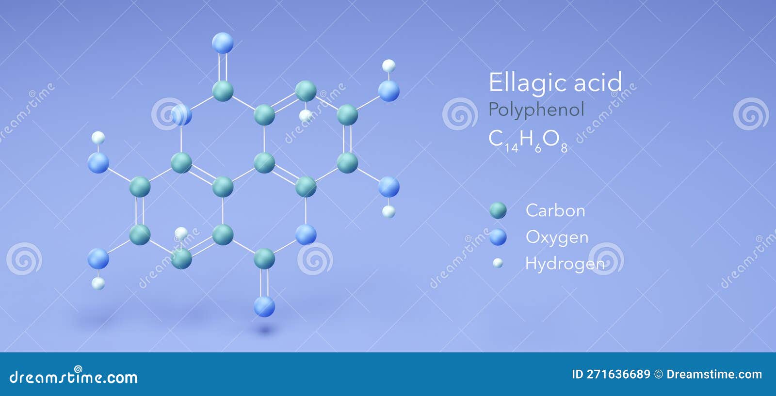 Ellagic Acid Molecule, Molecular Structures, Polyphenol, 3d Model ...