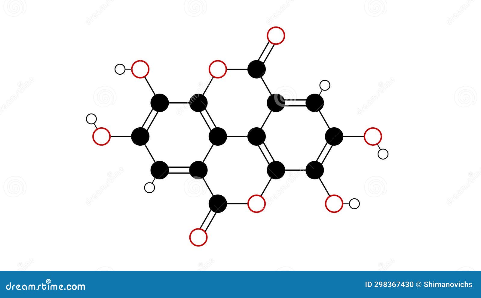 Ellagic Acid Molecule, Structural Chemical Formula, Ball-and-stick ...