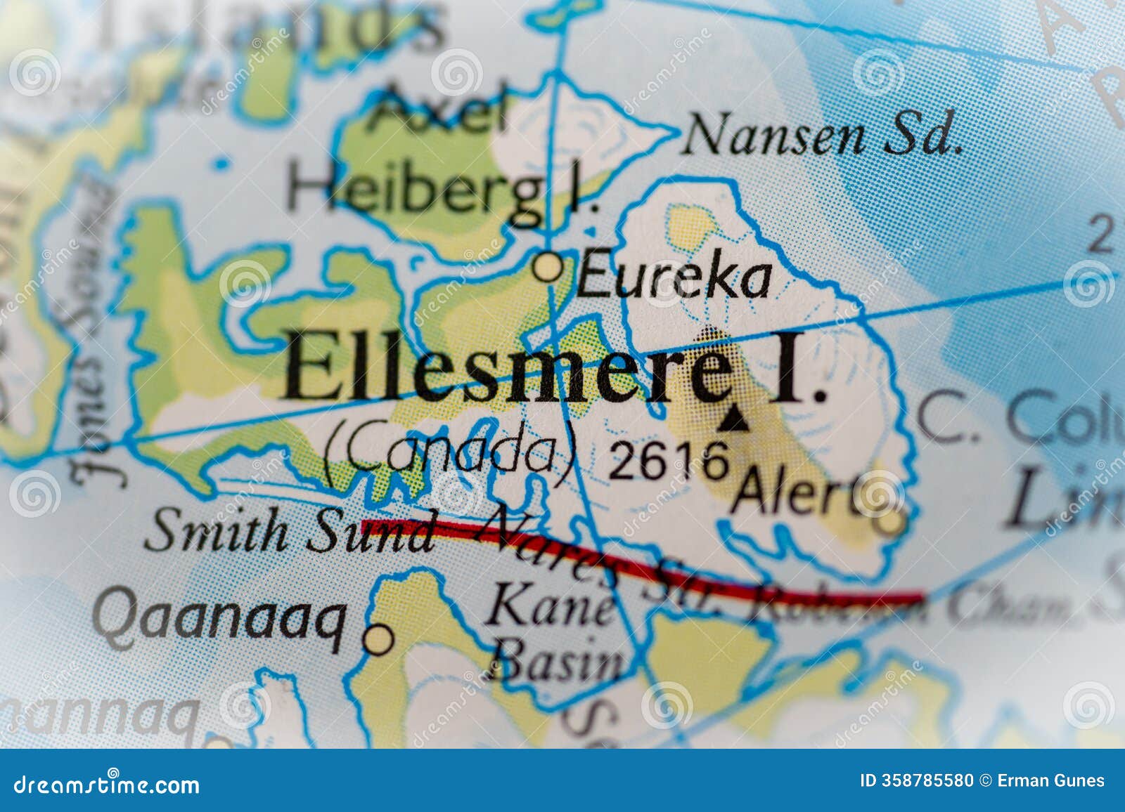 Ellesmere Island, Canada Highlighted on a World Map Stock Photo - Image ...
