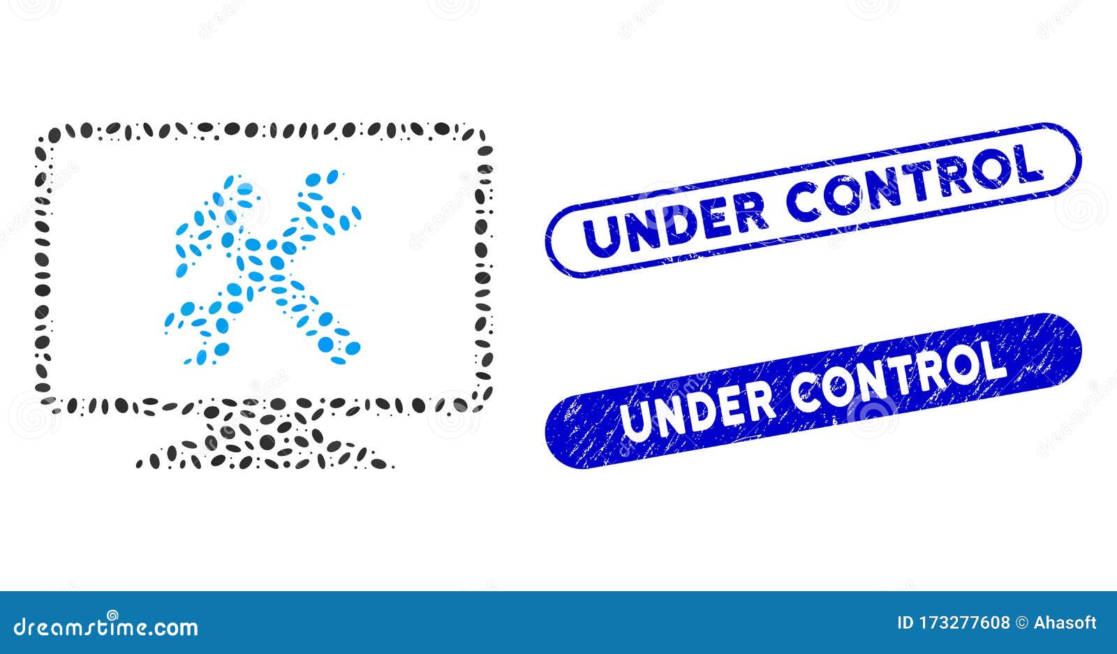 Collage Desktop Settings With Textured Total Control Stamp Royalty-Free ...