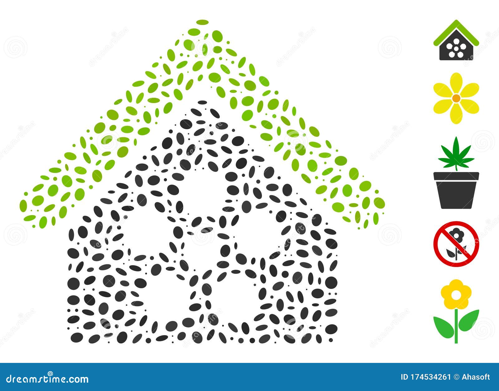 Ellipse Collage Flower Orangery Stock Illustration - Illustration of ...