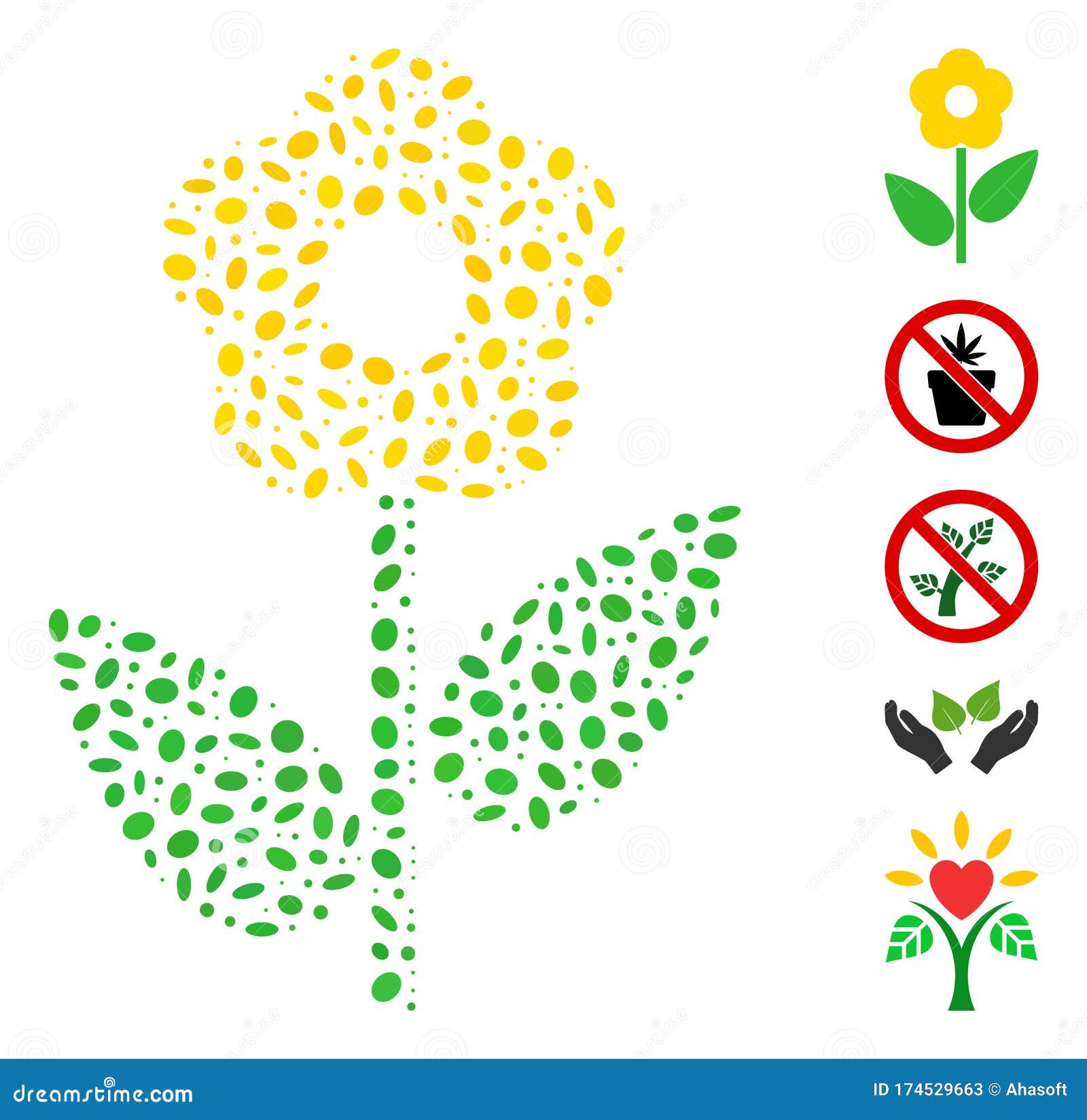 Ellipse Collage Flower Plant Stock Illustration - Illustration of ...