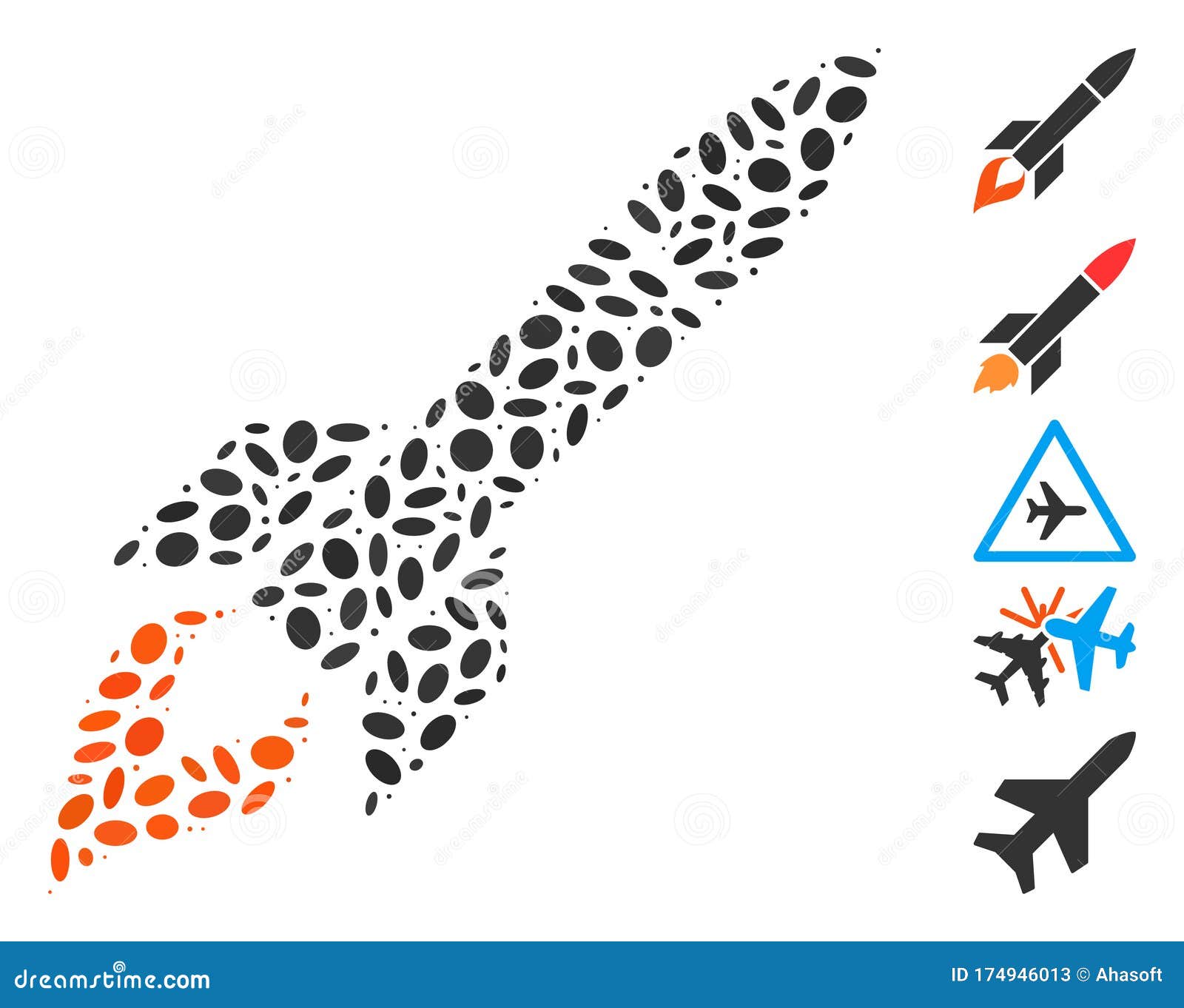 Ellipse Collage Missile Flight Stock Illustration - Illustration of ...